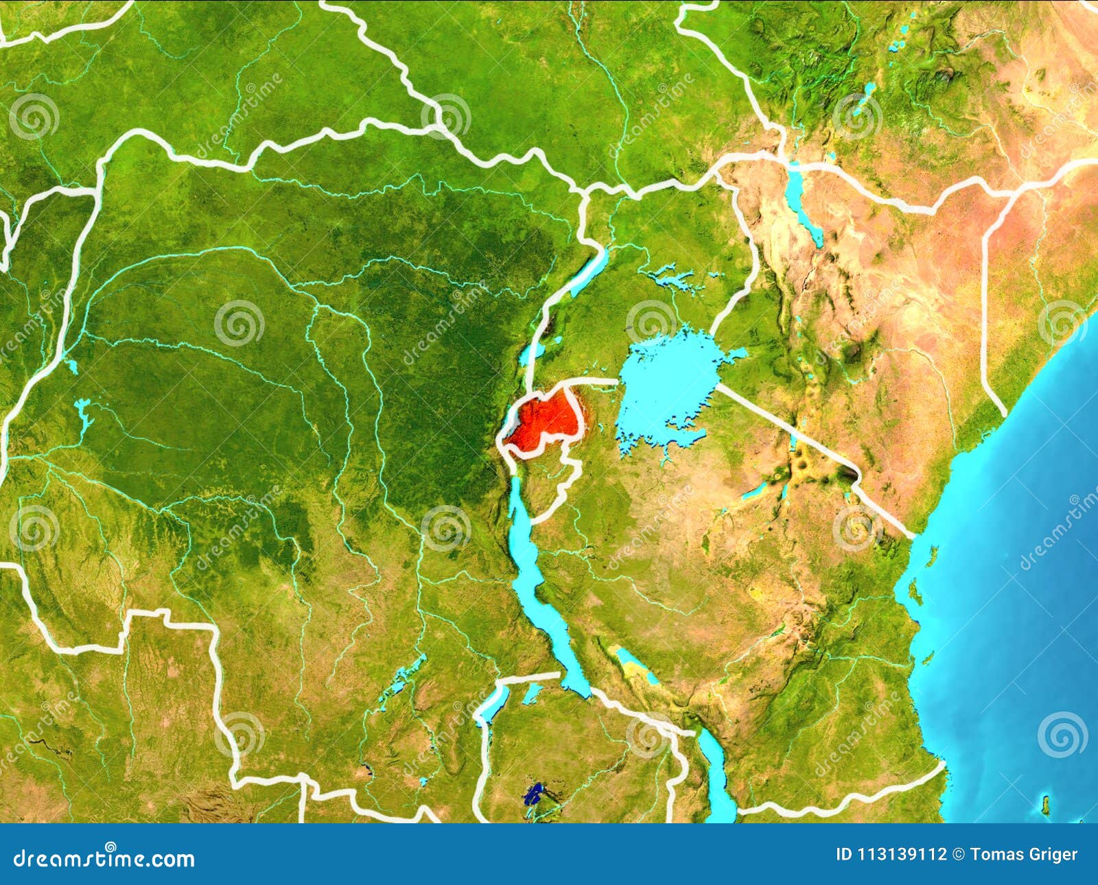 Mapa de Rwanda ilustração stock. Ilustração de vista - 113139112