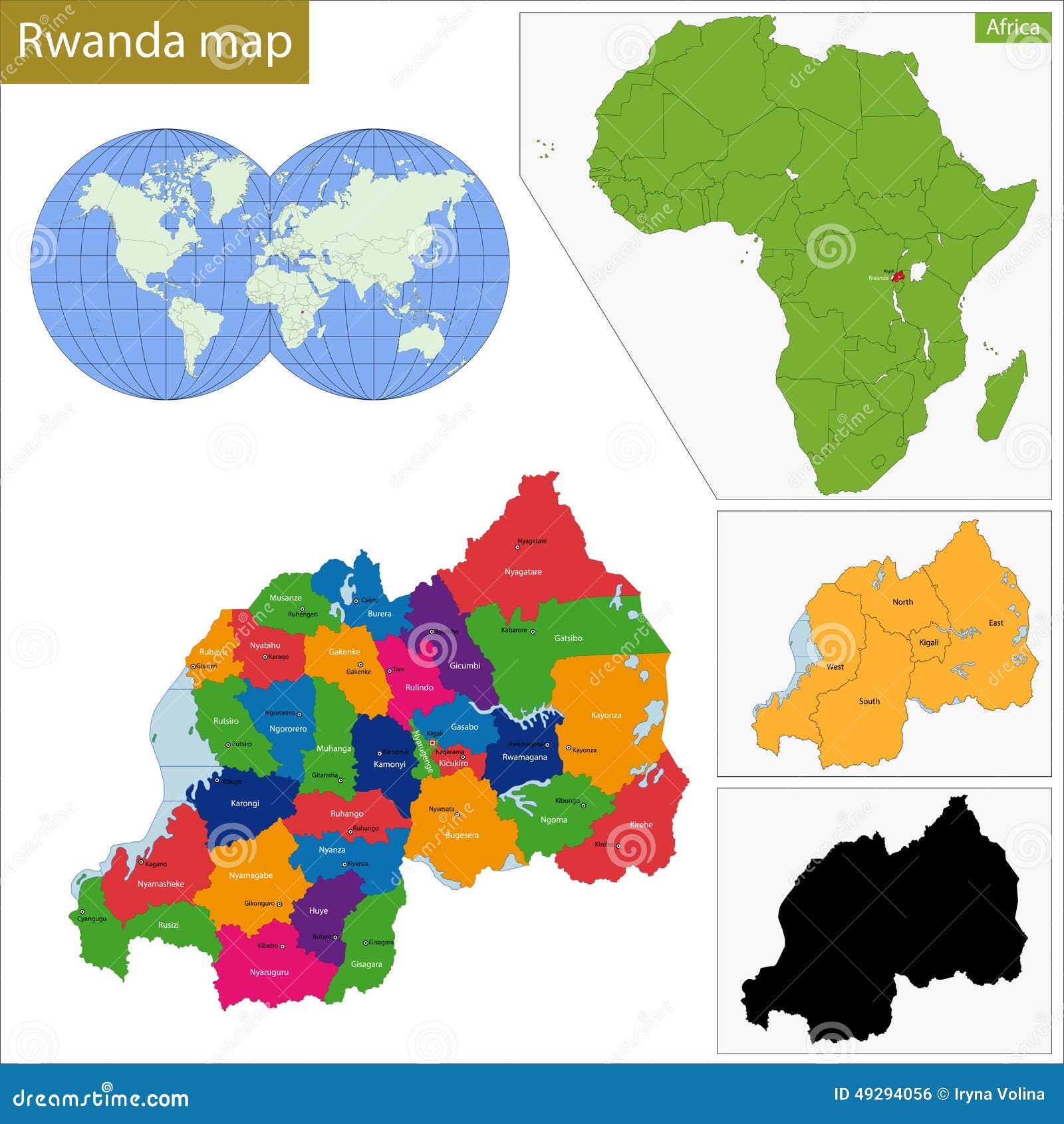 Mapa de Rwanda ilustración del vector. Ilustración de ciudad - 49294056