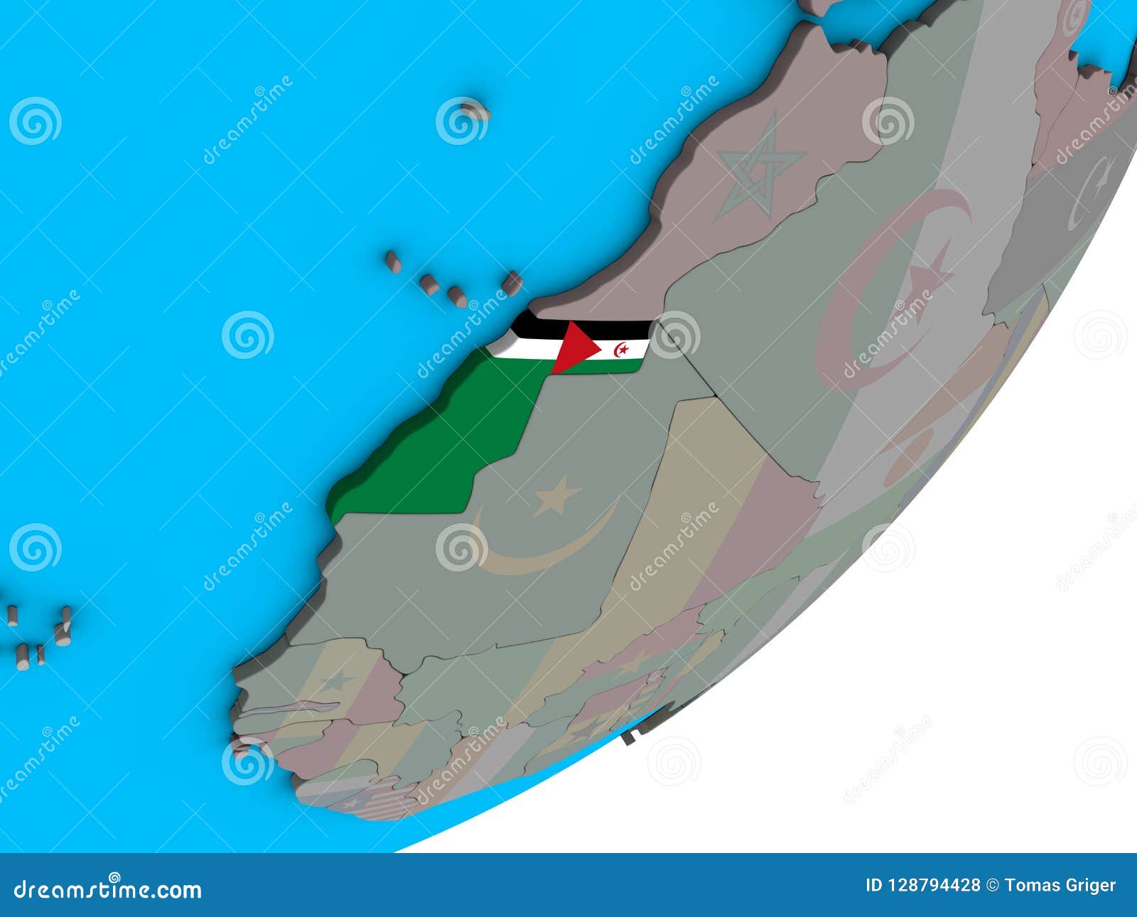 Mapa De Sara Ocidental Com a Bandeira No Globo Ilustração Stock ...