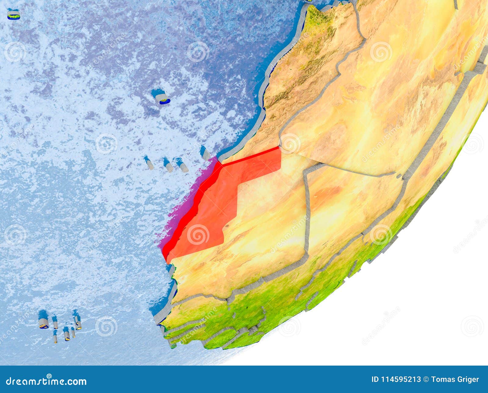 Mapa De Sara Ocidental Na Terra Ilustração Stock - Ilustração de ...