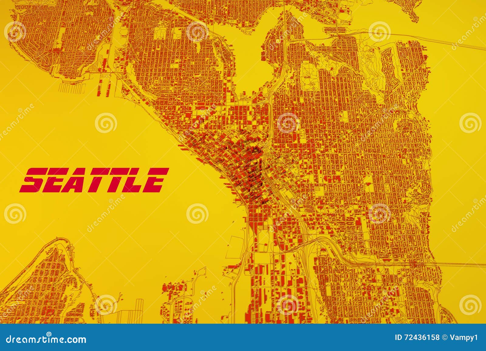 Mapa De Seattle, Vista Satélite, Estados Unidos Ilustração Stock ...