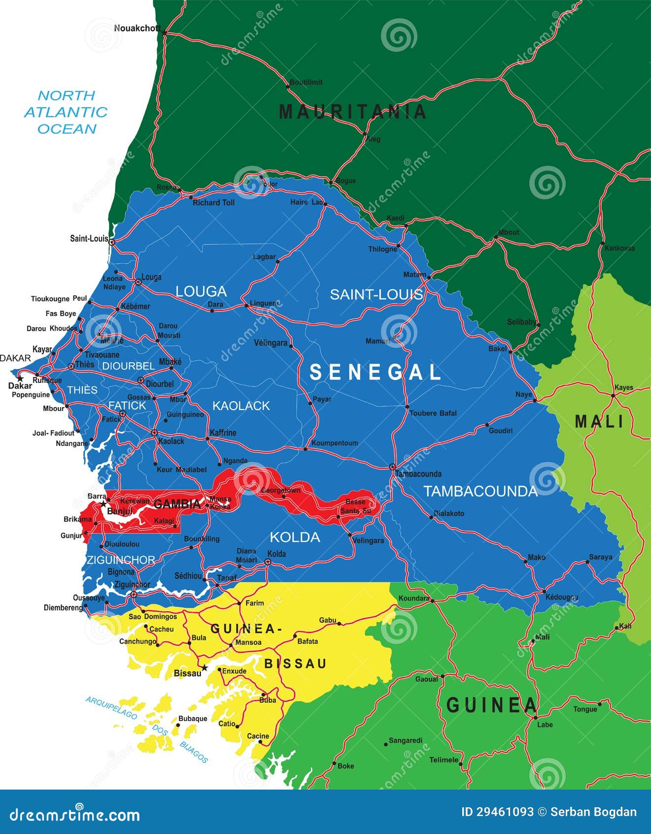 Mapa de Senegal ilustración del vector. Ilustración de extracto - 29461093