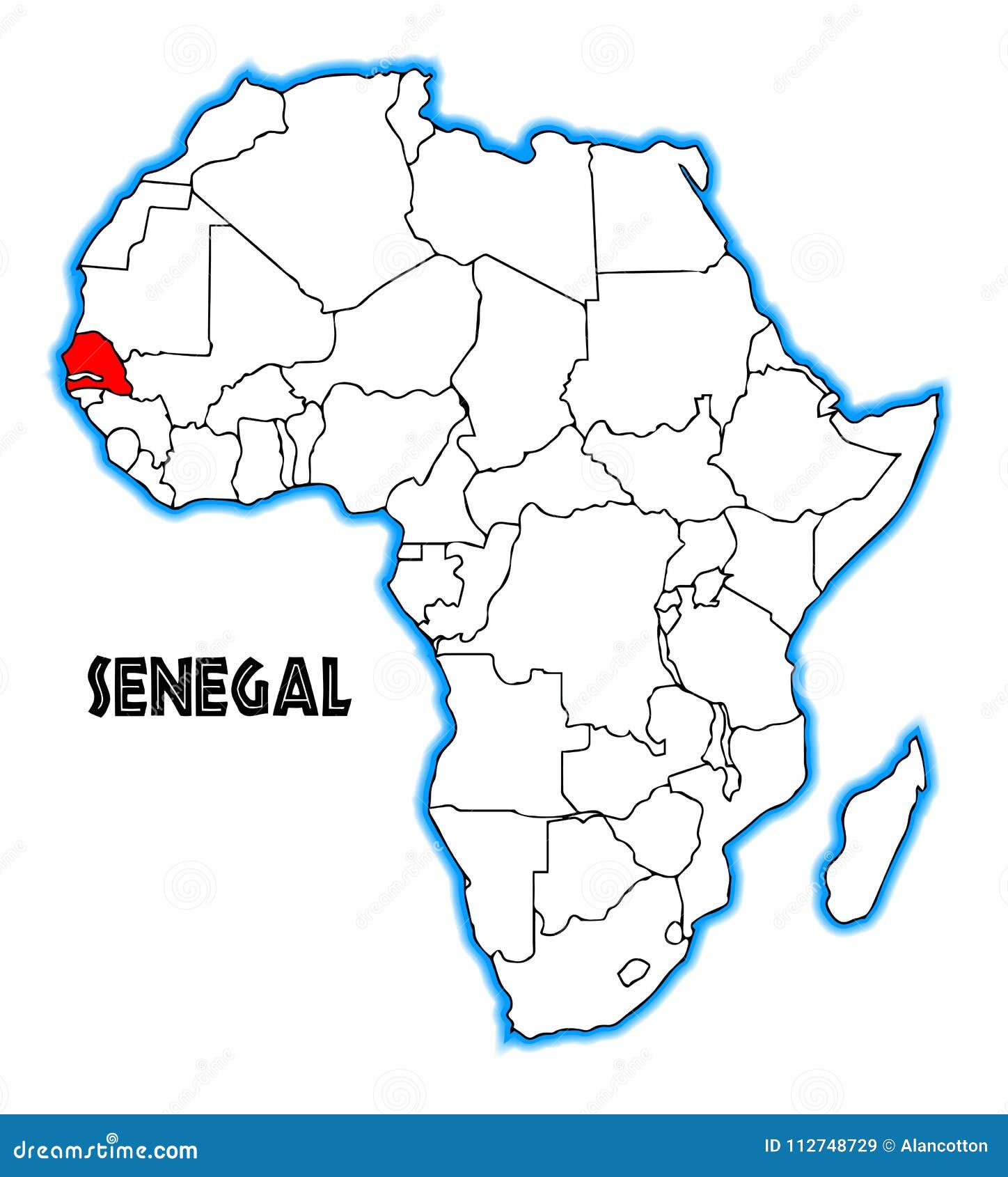 Mapa de Senegal África ilustración del vector. Ilustración de aislado - 112748729