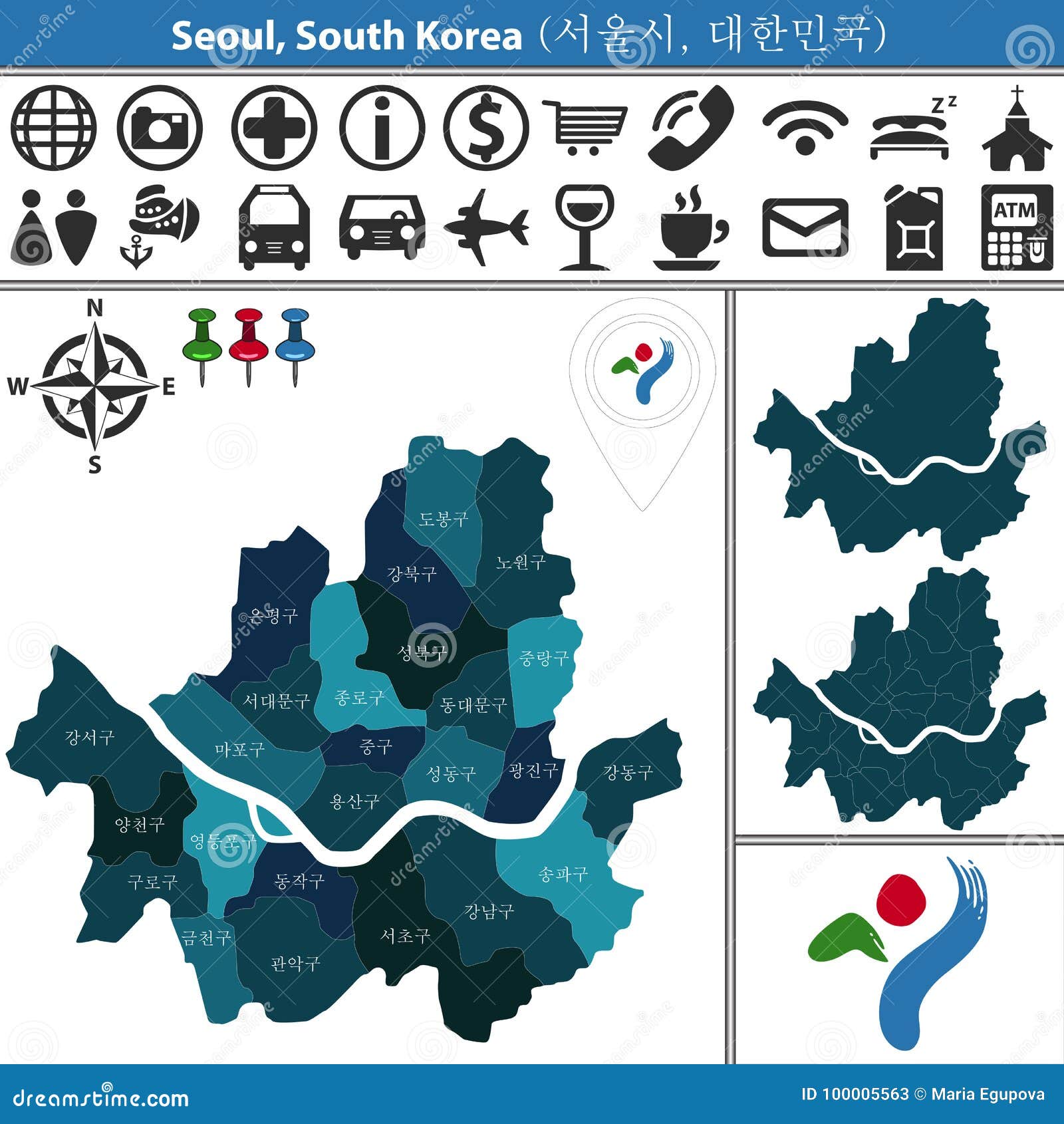 Mapa De Seul Con Los Distritos Ilustración del Vector - Ilustración de ...