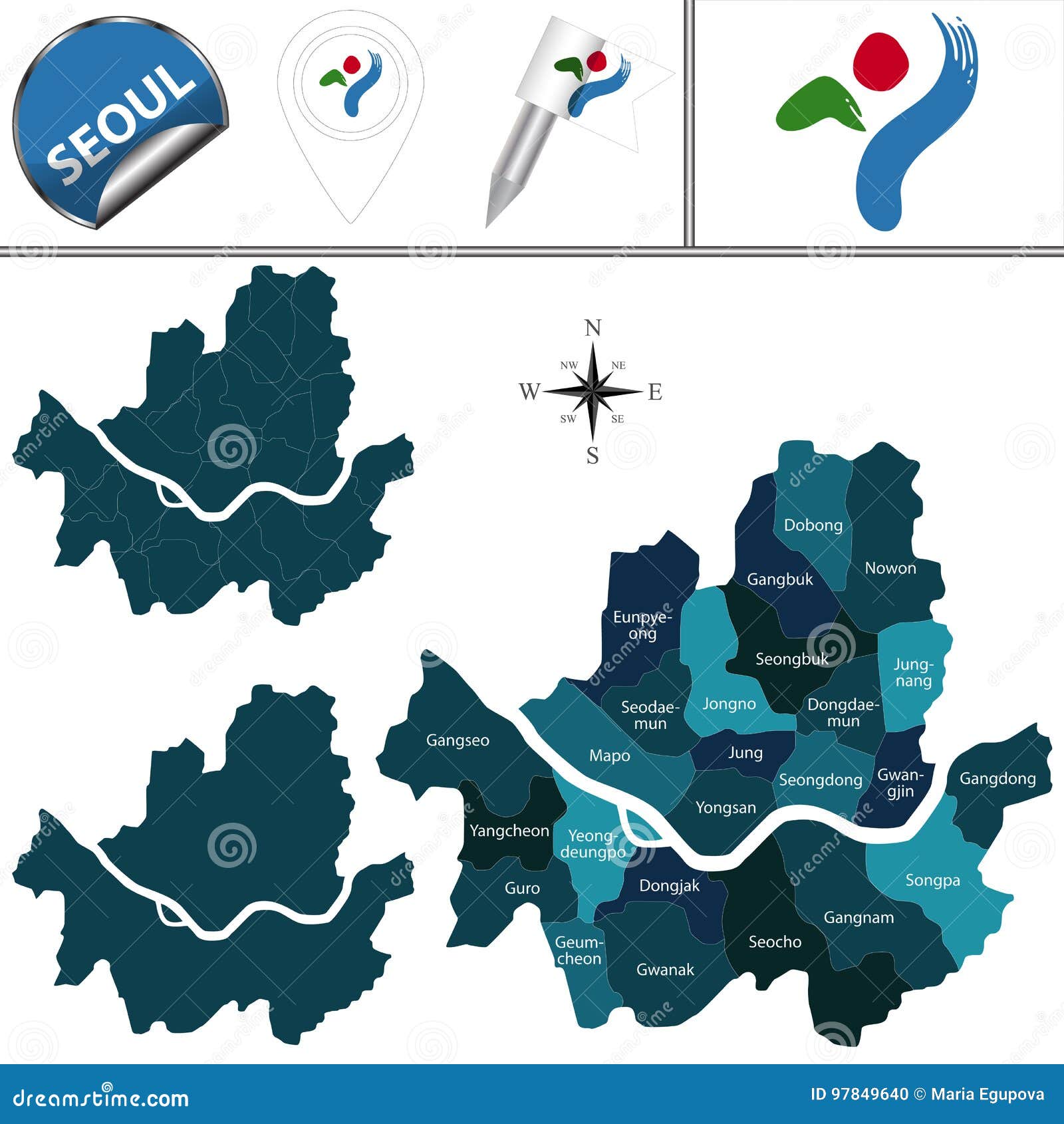 Mapa De Seul Con Los Distritos Ilustración del Vector - Ilustración de ...