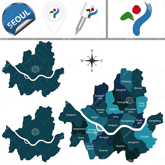 Mapa De Seul Con Los Distritos Ilustración del Vector - Ilustración de ...