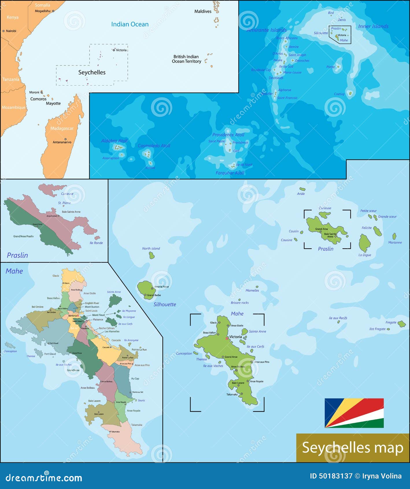 Mapa de Seychelles ilustración del vector. Ilustración de suroriental ...