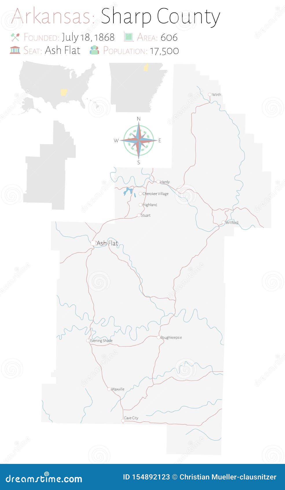 Mapa De Sharp County Em Arkansas Ilustração do Vetor - Ilustração de ...
