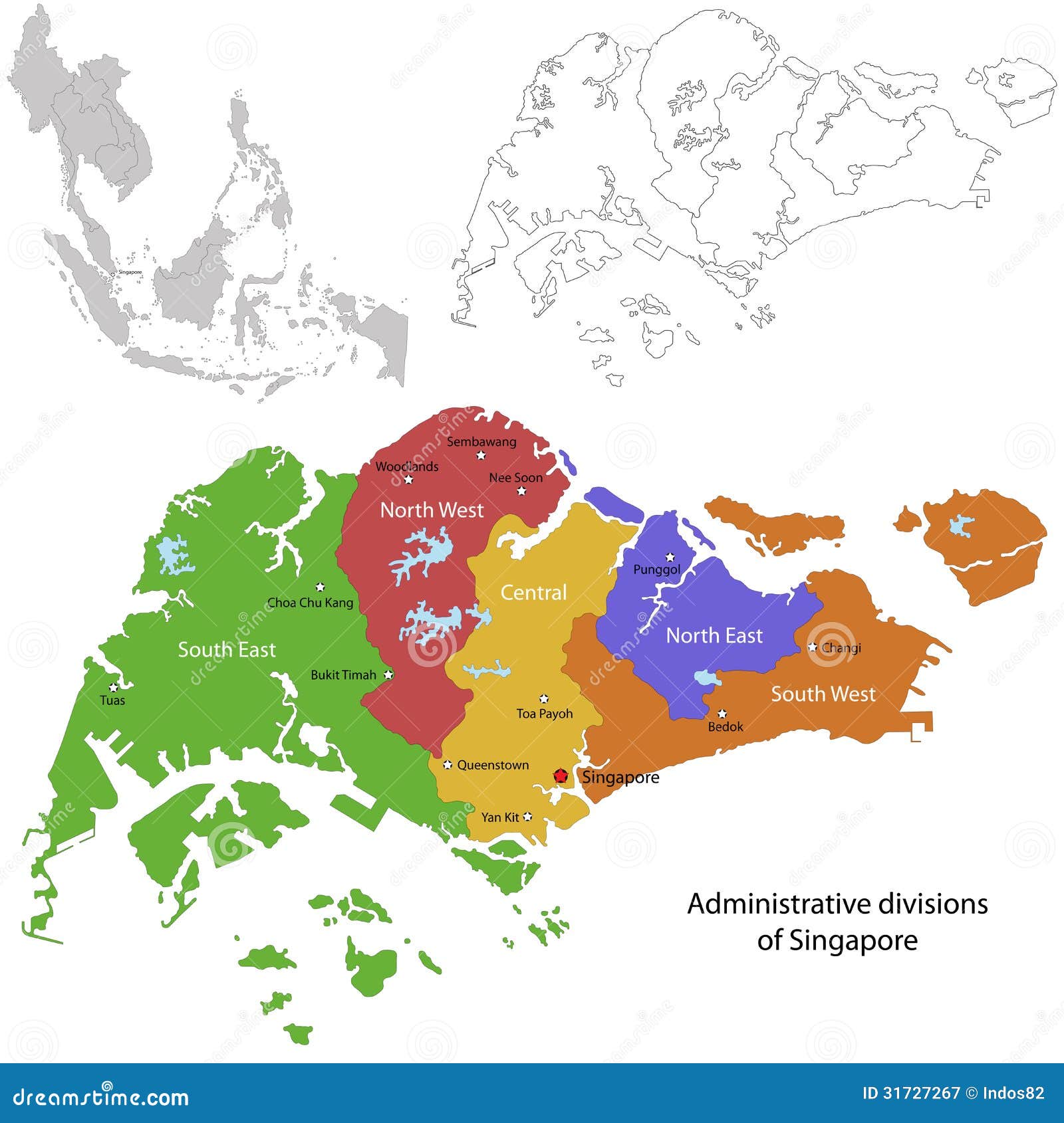 Mapa de Singapur ilustración del vector. Ilustración de naturalice ...