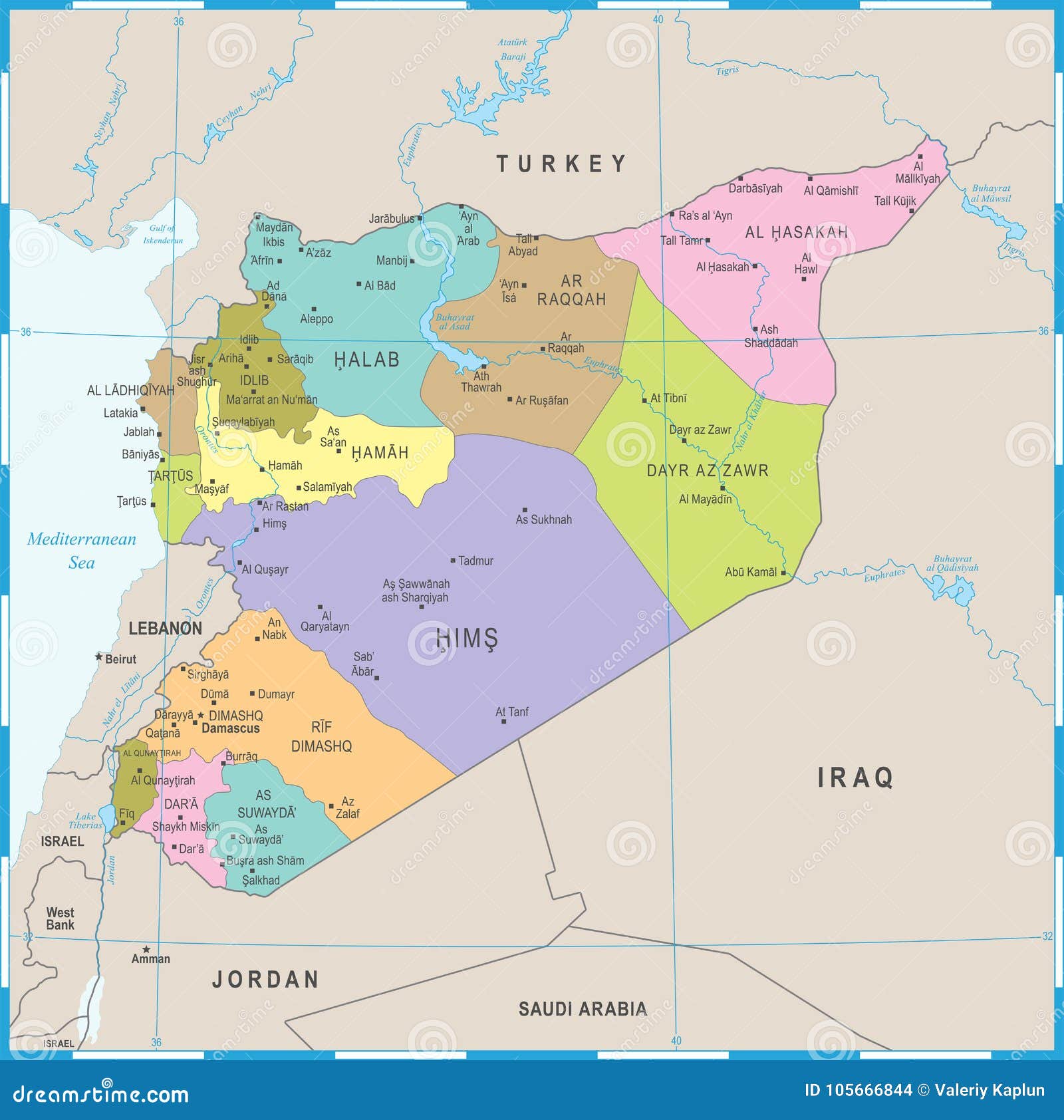 Mapa De Siria - Ejemplo Detallado Del Vector Stock de ilustración ...
