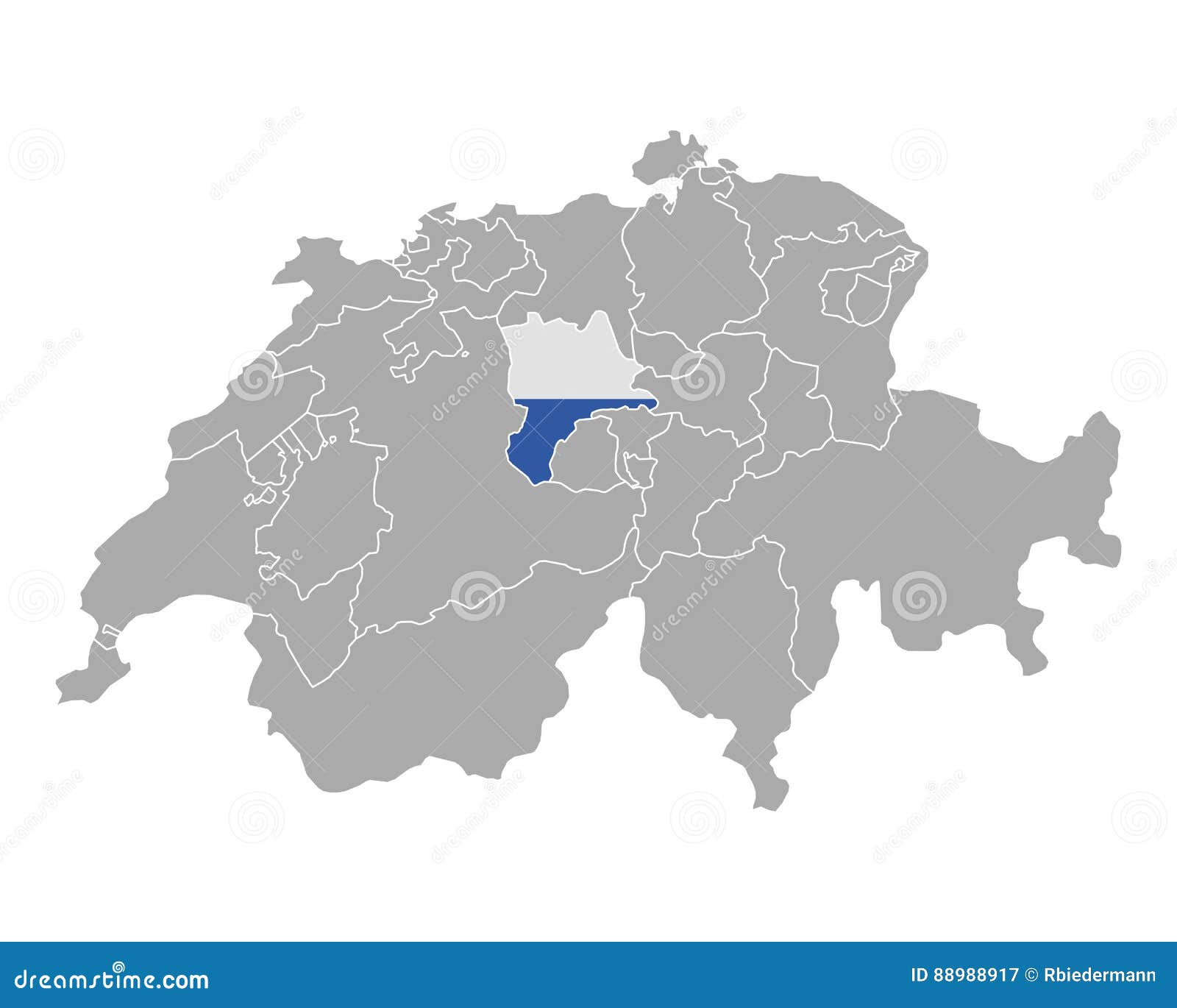 Mapa De Suiza Con La Bandera De Lucerna Ilustración del Vector ...