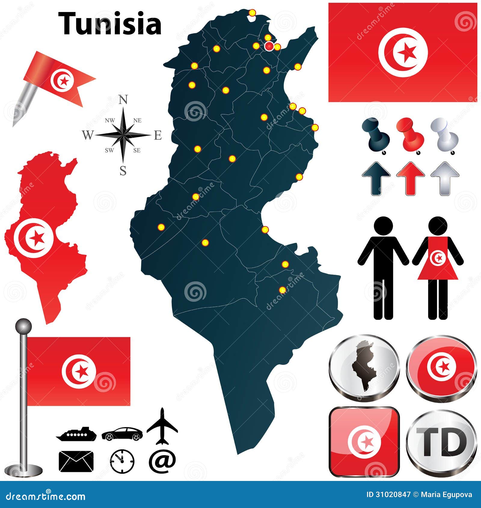 Mapa de Túnez ilustración del vector. Ilustración de corte - 31020847