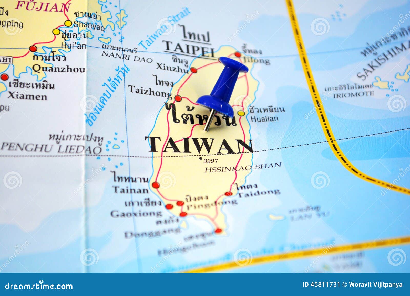 Mapa de Taiwan imagem de stock. Imagem de cidade, tiro - 45811731