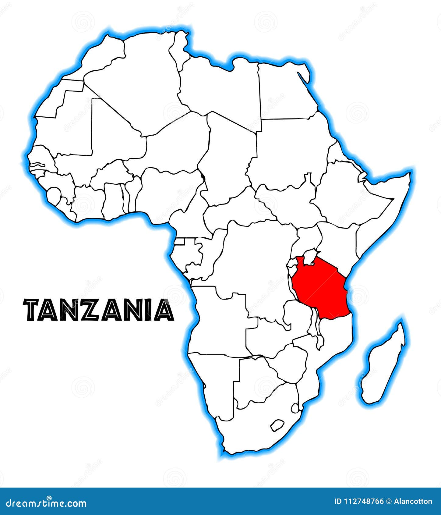 Mapa de Tanzania África ilustración del vector. Ilustración de africano ...