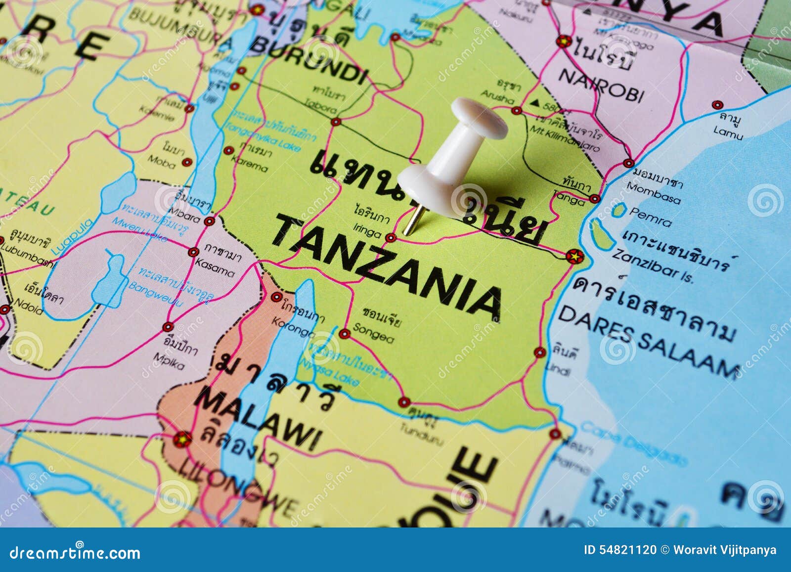 Mapa de Tanzania foto de archivo. Imagen de muestra, correspondencia ...