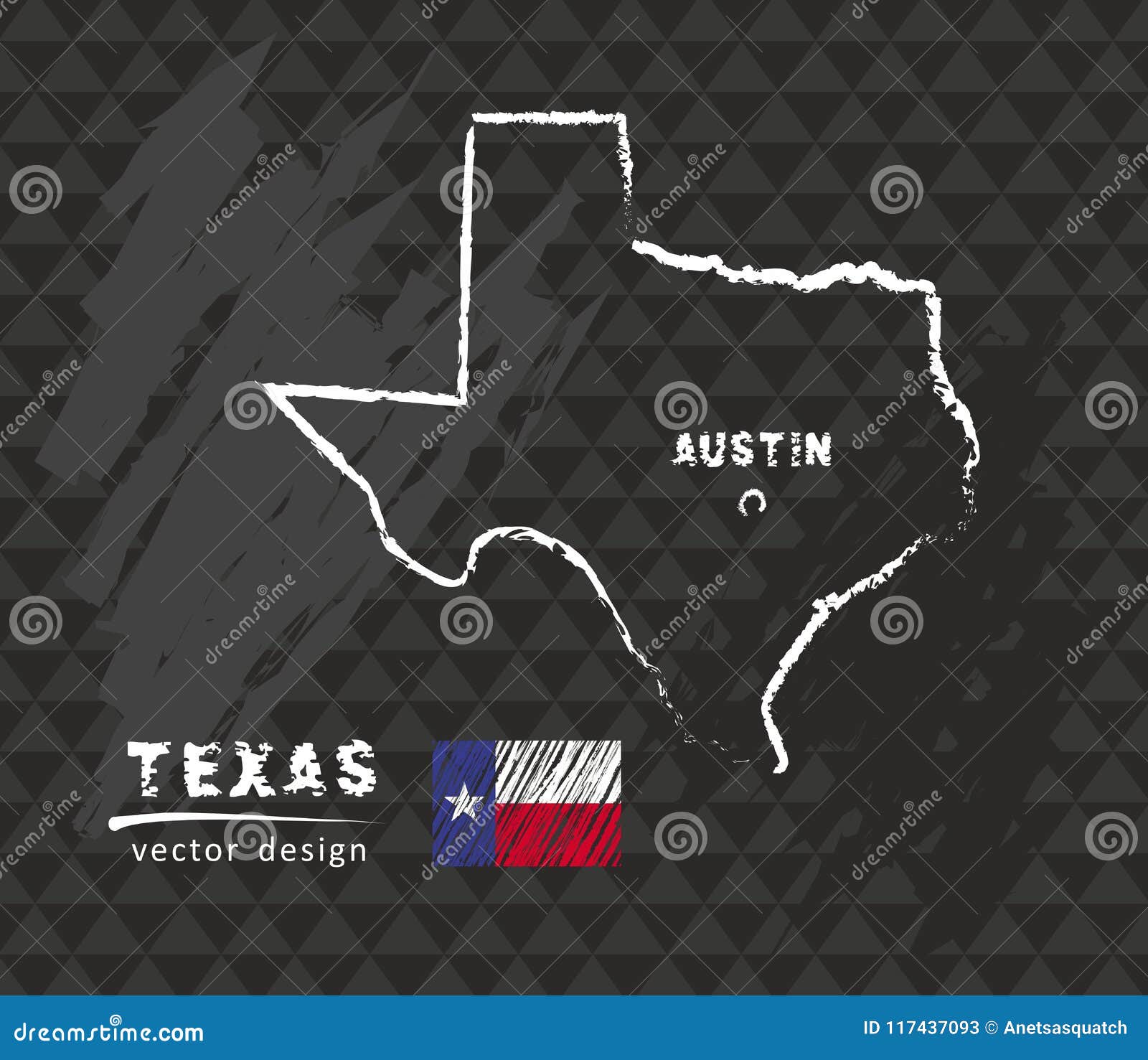 Mapa De Tejas, Ejemplo Del Vector Del Bosquejo De La Tiza Ilustración ...