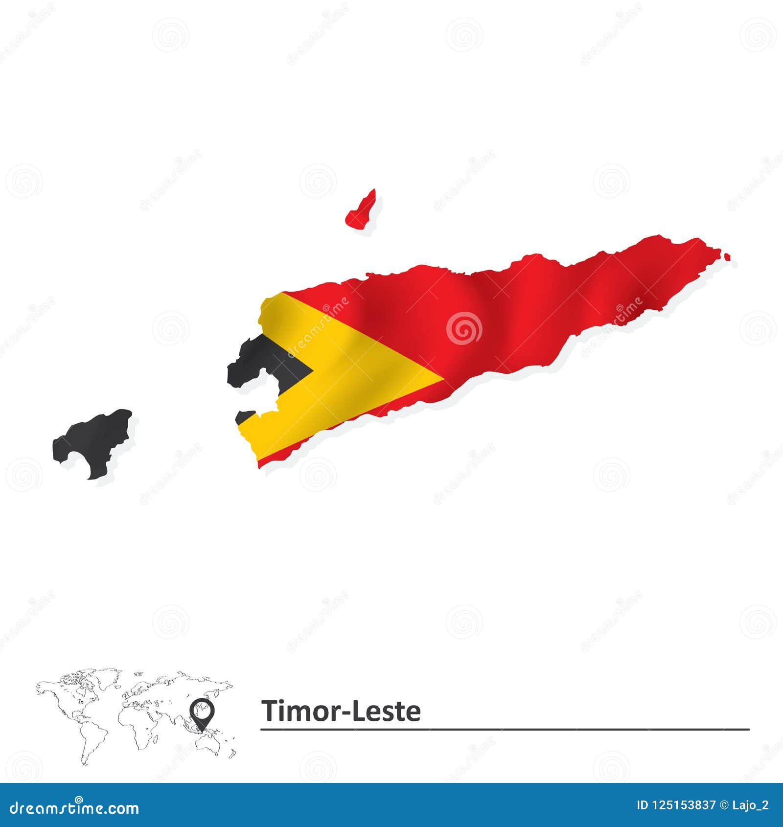 Mapa De Timor Leste Com Bandeira Ilustração do Vetor - Ilustração de ...
