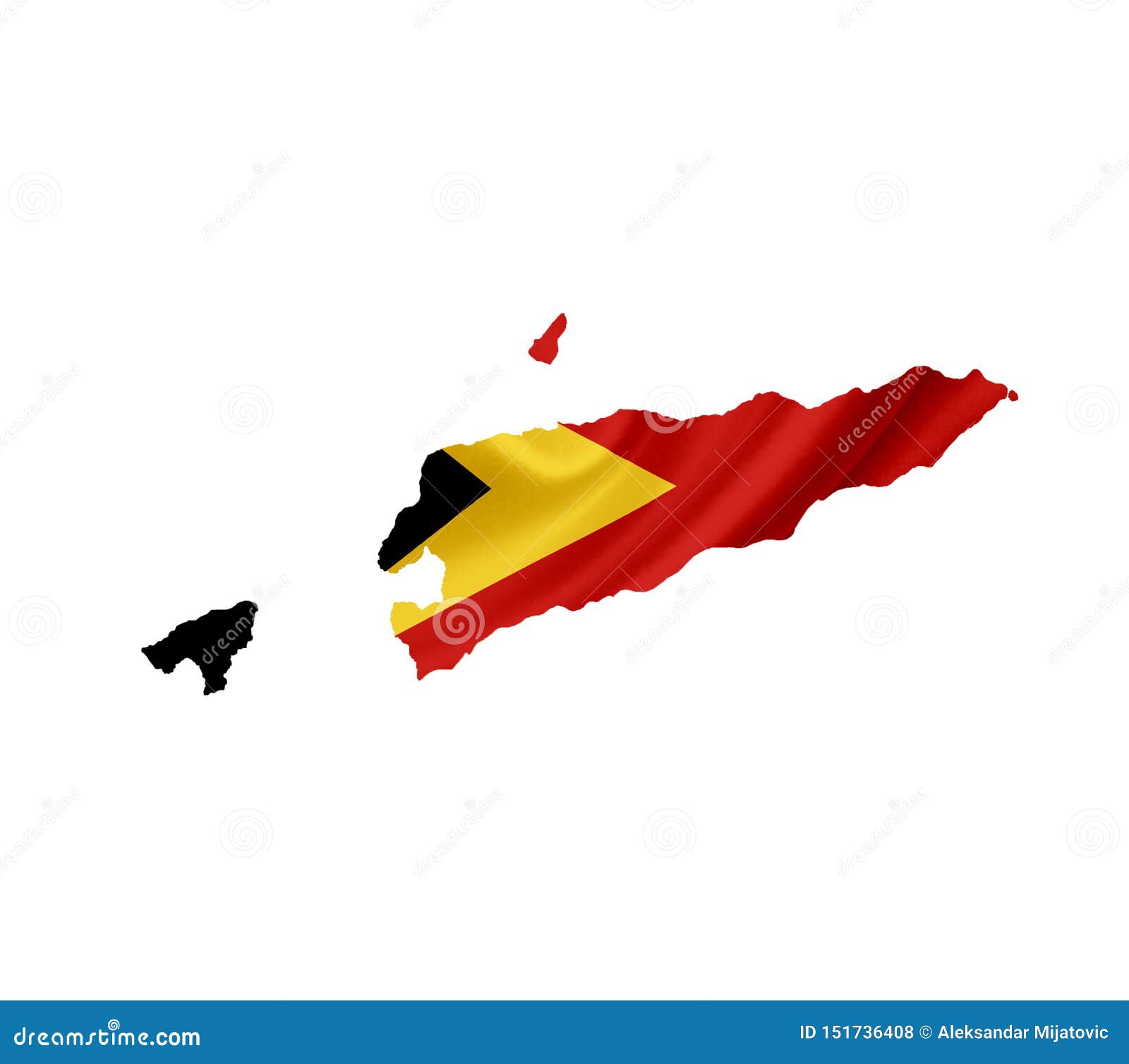 Mapa De Timor-Leste Com a Bandeira De Ondula??o Isolada No Branco Foto ...