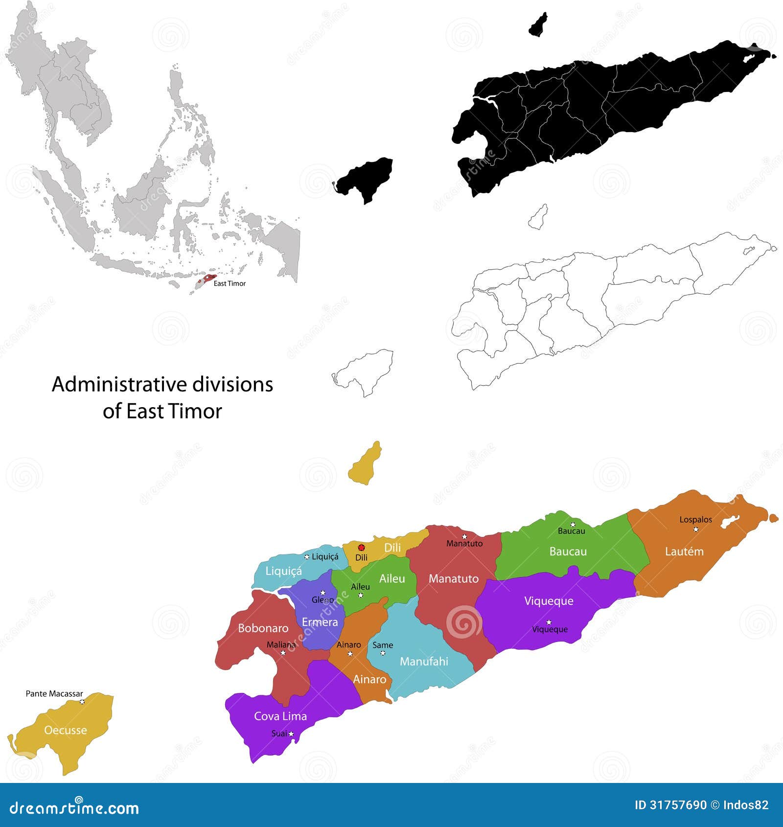 Mapa de Timor Oriental ilustración del vector. Ilustración de acortar ...