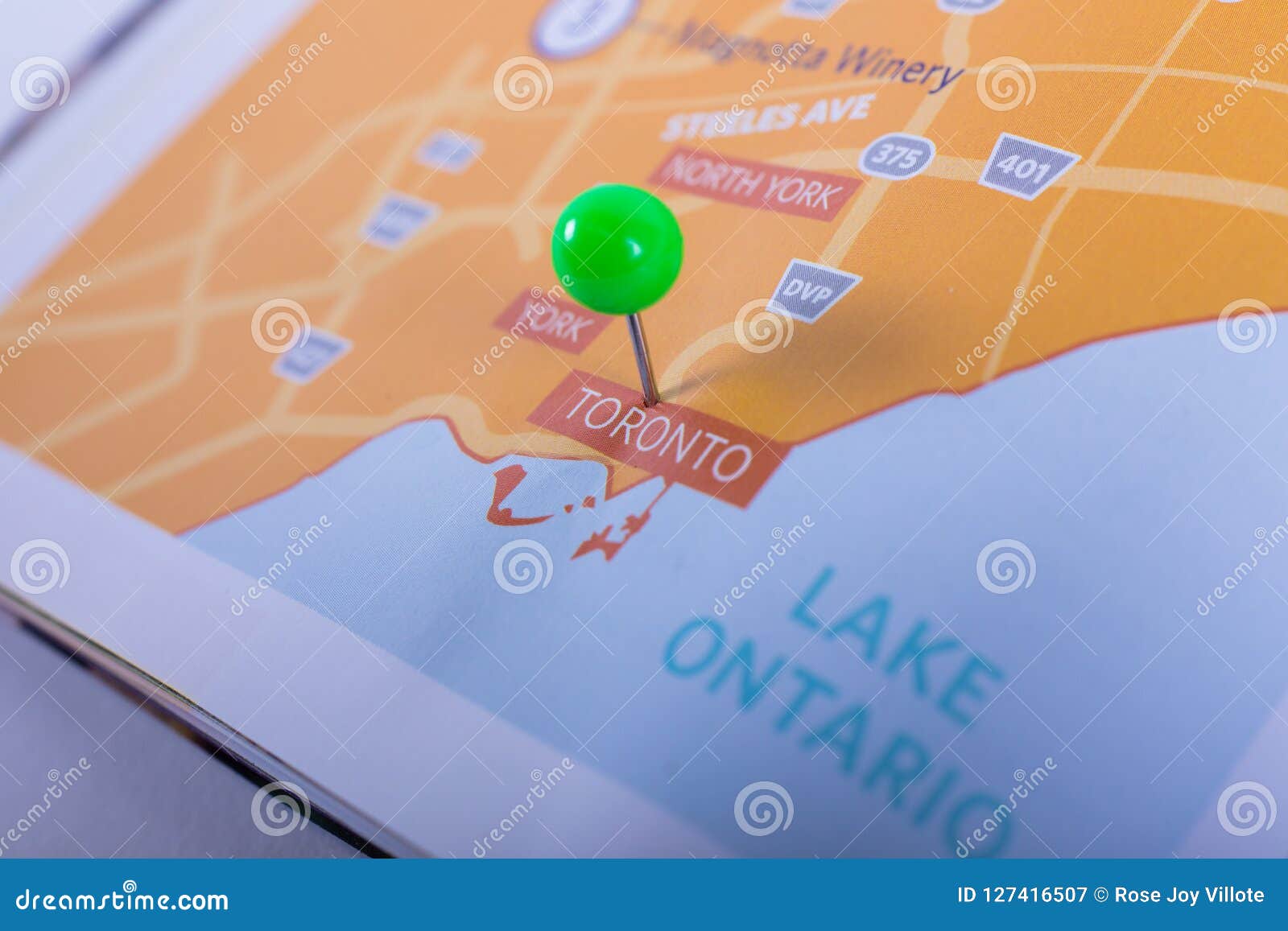 Mapa de Toronto com pino imagem de stock. Imagem de global - 127416507