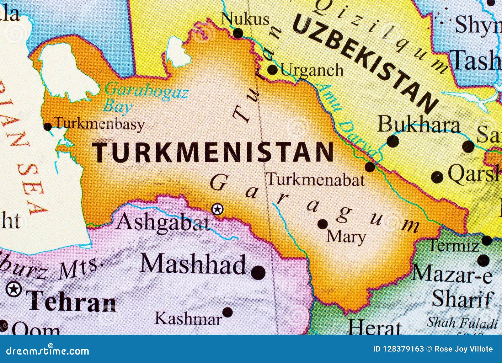 Mapa de Turkmenistán stock de ilustración. Ilustración de frontera - 128379163