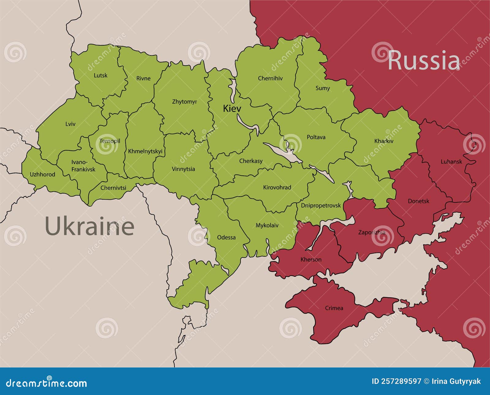 Mapa de ucrania ilustración del vector. Ilustración de europa - 257289597