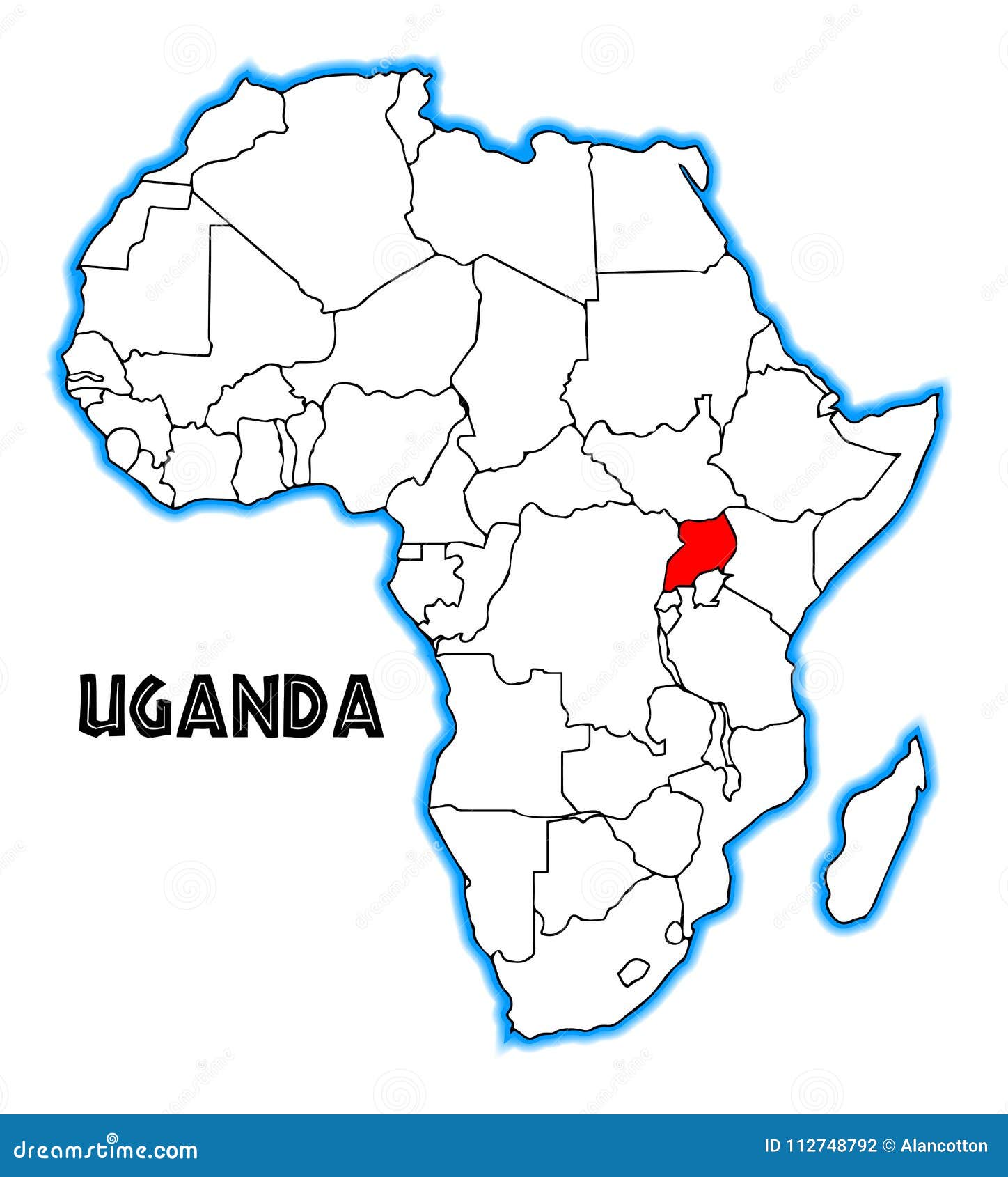 Mapa de Uganda África ilustración del vector. Ilustración de arte ...