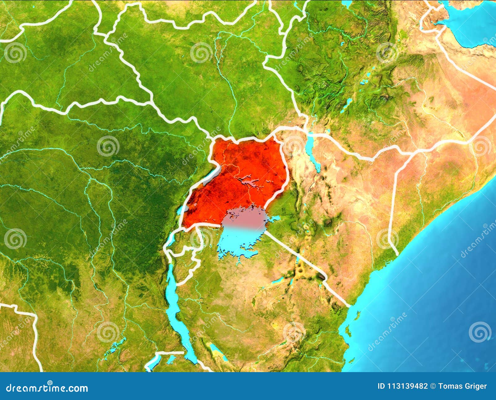 Mapa de Uganda ilustração stock. Ilustração de limite - 113139482