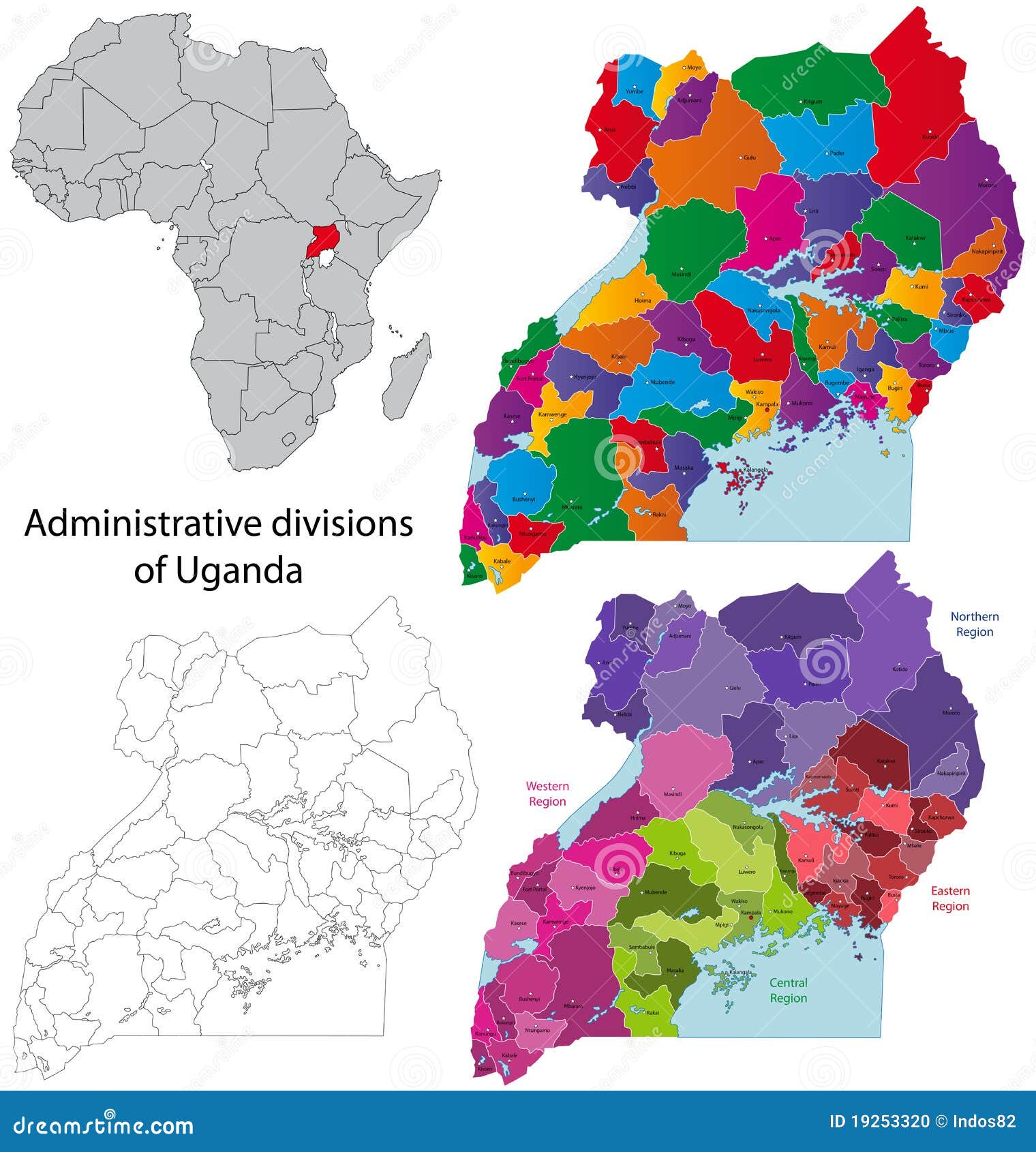Mapa de Uganda ilustração do vetor. Ilustração de leste - 19253320