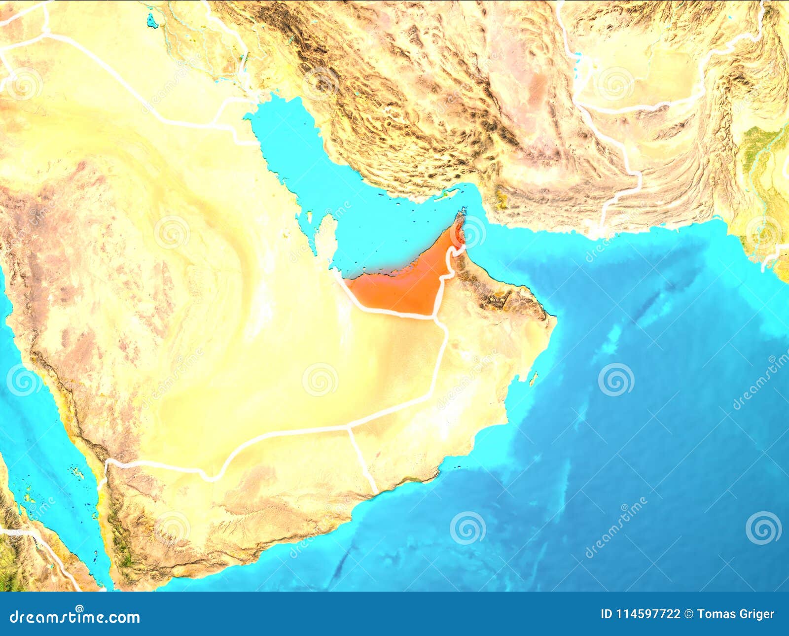 Mapa De United Arab Emirates Ilustração Stock - Ilustração de beira ...