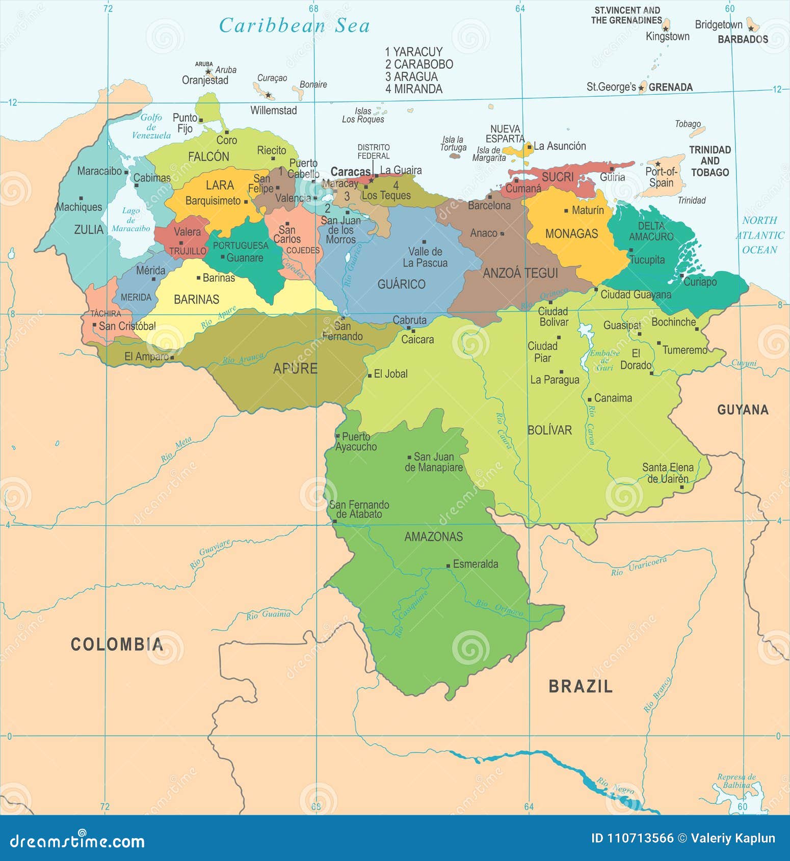Mapa De Venezuela - Ejemplo Detallado Del Vector Stock de ilustración ...