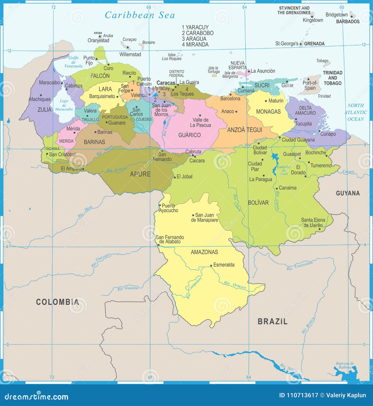 Mapa De Venezuela - Ejemplo Detallado Del Vector Stock de ilustración ...