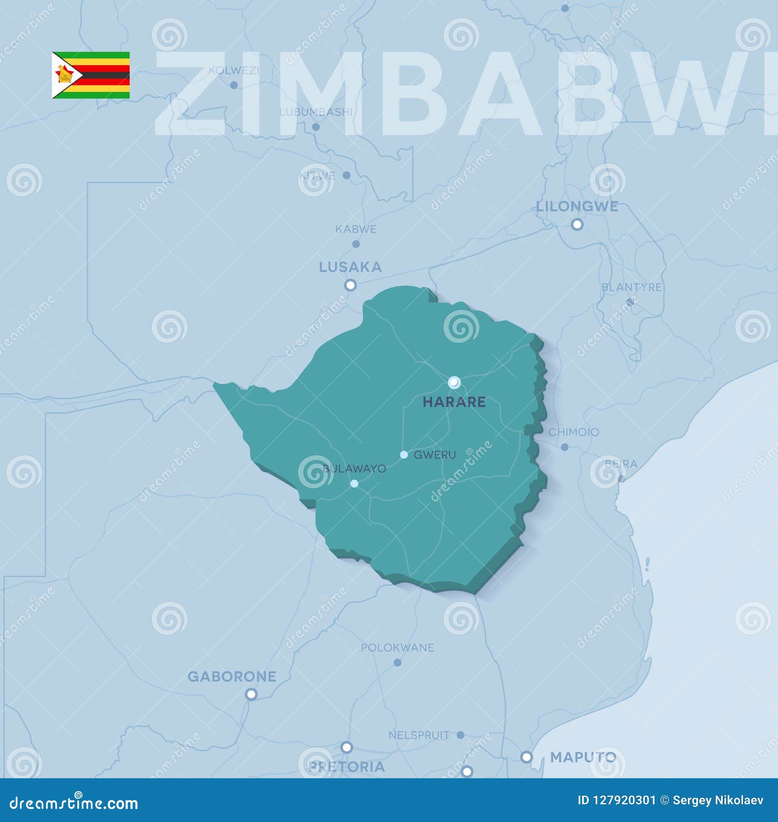 Mapa De Verctor Das Cidades E Das Estradas Em Zimbabwe Ilustração do ...