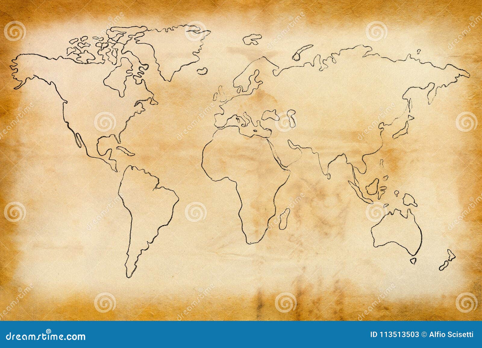 Mapa de Viejo Mundo stock de ilustración. Ilustración de manchado ...