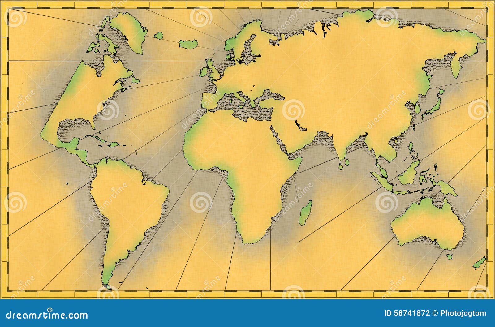 Mapa de Viejo Mundo stock de ilustración. Ilustración de envejecido ...