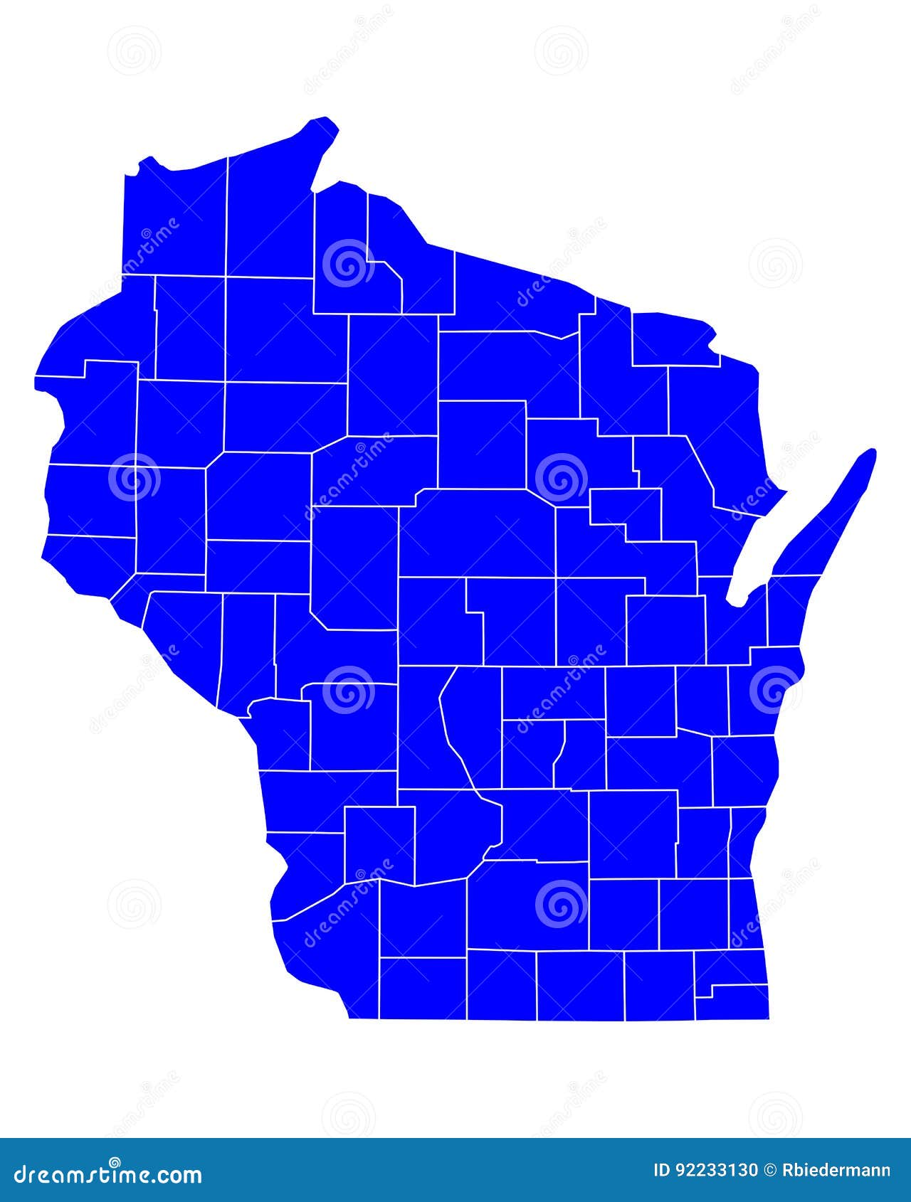 Mapa de Wisconsin ilustración del vector. Ilustración de azul - 92233130