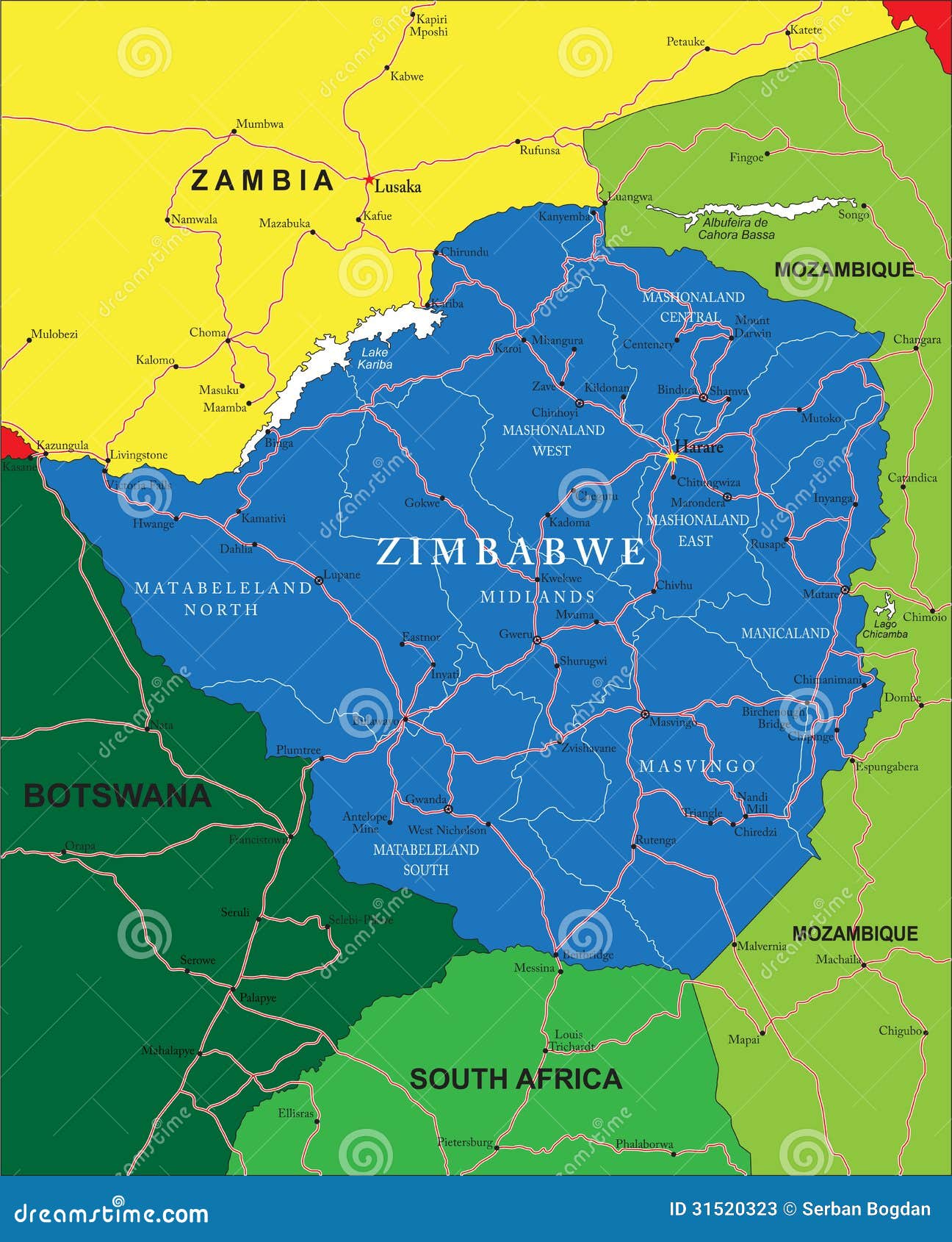 Mapa de Zimbabwe ilustración del vector. Ilustración de fondo - 31520323