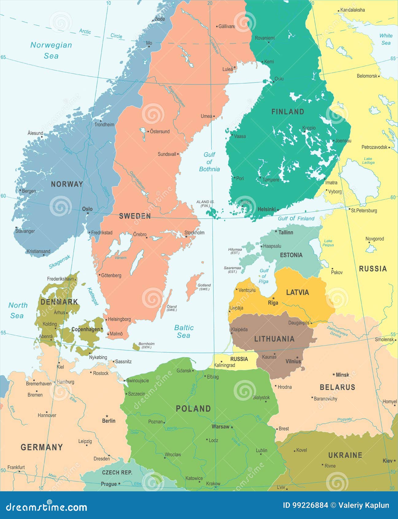 Mapa Del área De Mar Báltico - Ejemplo Del Vector Stock de ilustración ...