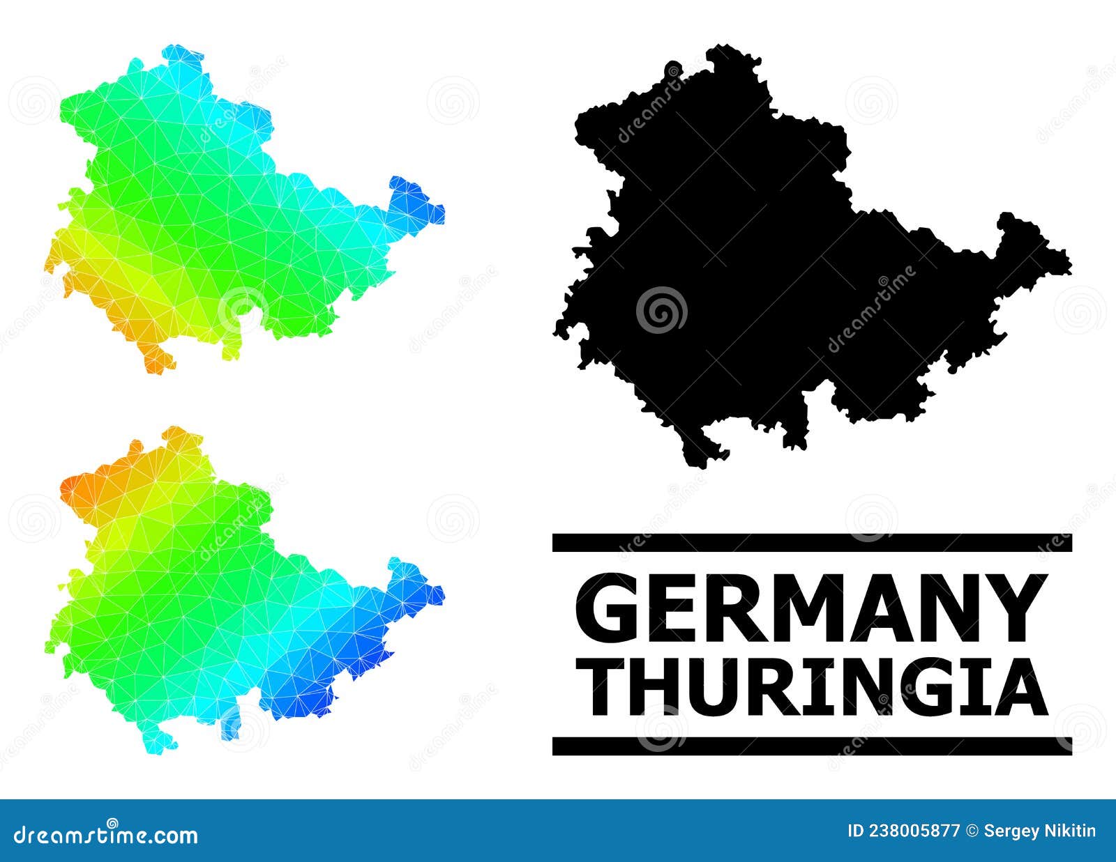 Mapa Del Arco Iris Poligonal Del Estado De Thuringia Con Gradiente Diagonal Ilustración del ...