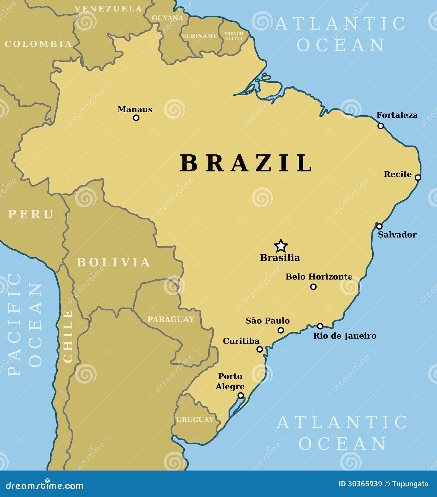 Mapa Del Brasil Imágenes de archivo libres de regalías - Imagen: 30365939