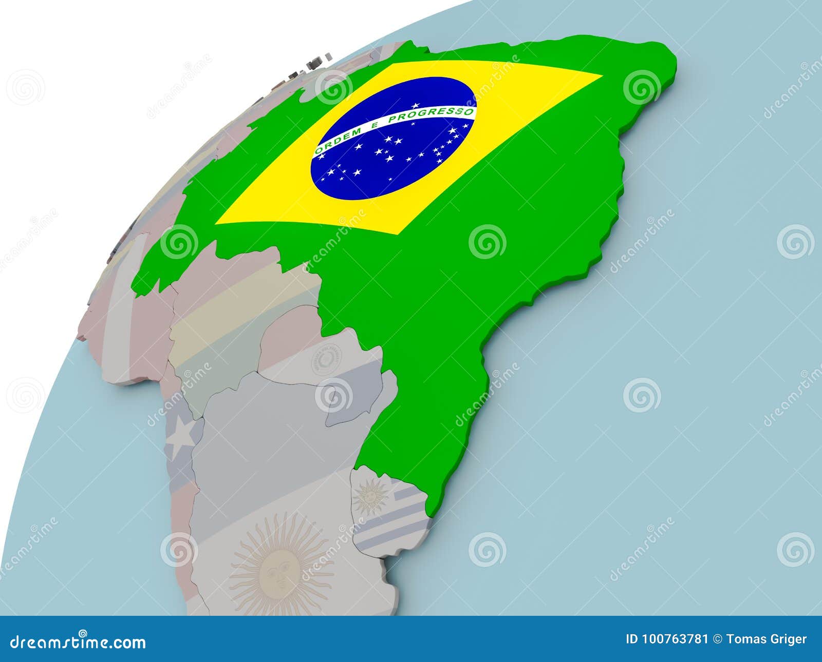 Mapa Del Brasil Con La Bandera Stock de ilustración - Ilustración de ...