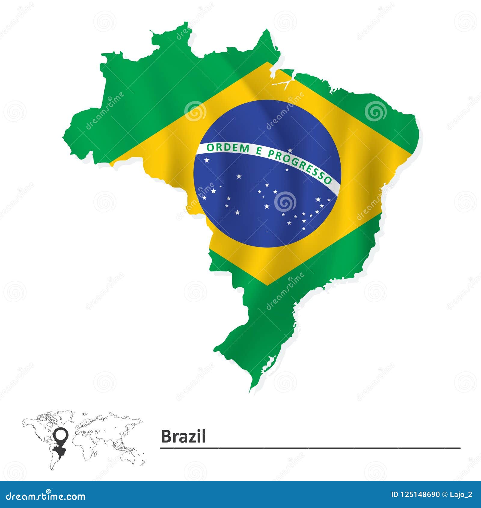 Mapa Del Brasil Con La Bandera Ilustración del Vector - Ilustración de ...