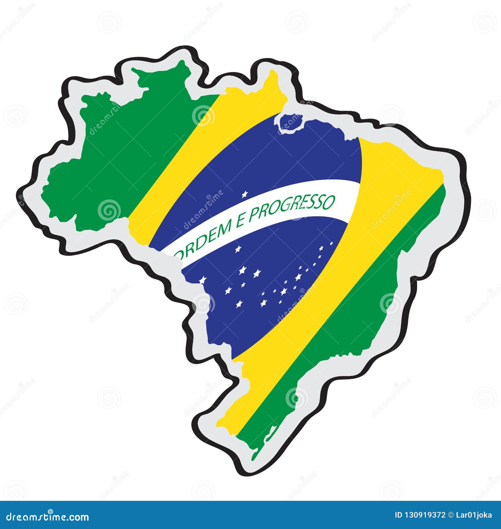Mapa Del Brasil Con Su Bandera Ilustración del Vector - Ilustración de ...