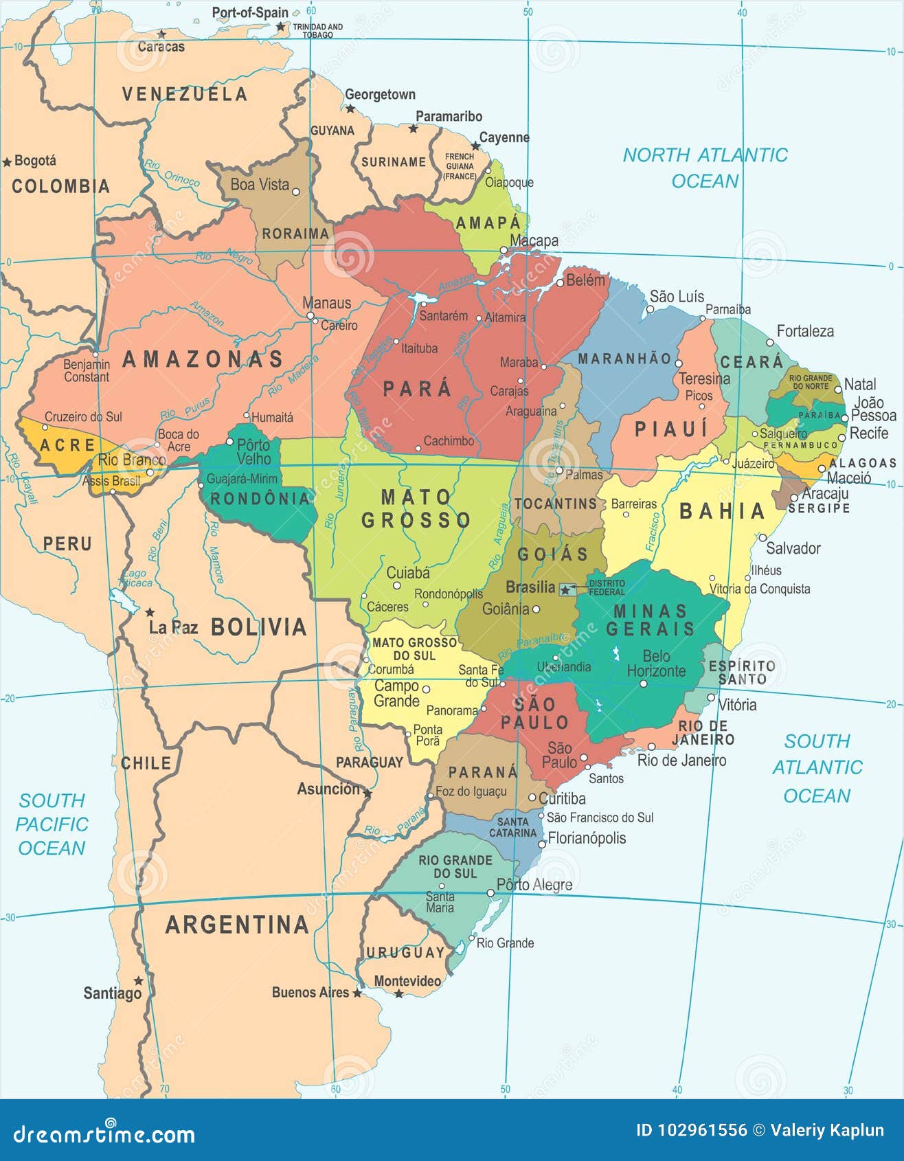 Mapa Del Brasil - Ejemplo Del Vector Stock de ilustración - Ilustración ...