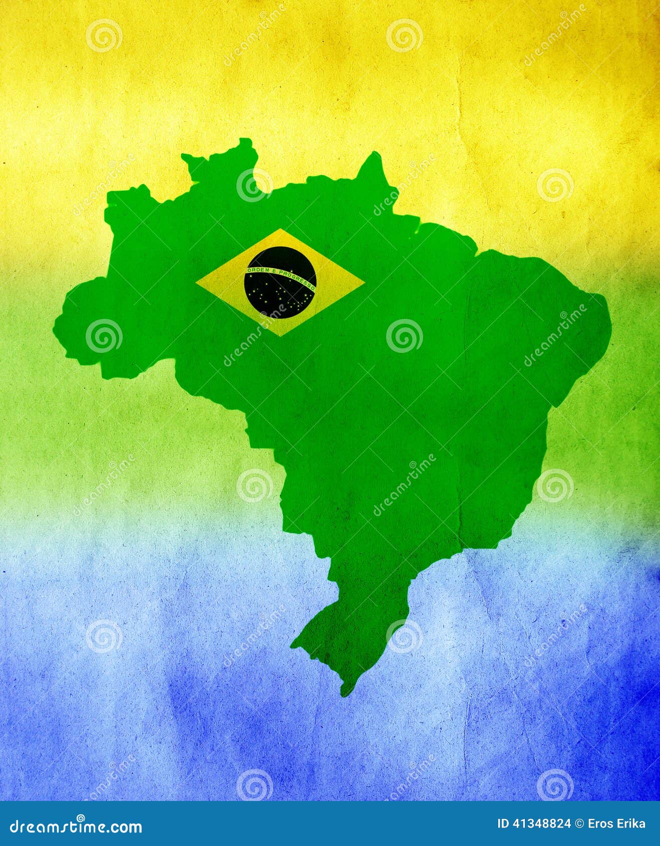 Mapa Del Brasil Y Colores De La Bandera Stock de ilustración ...