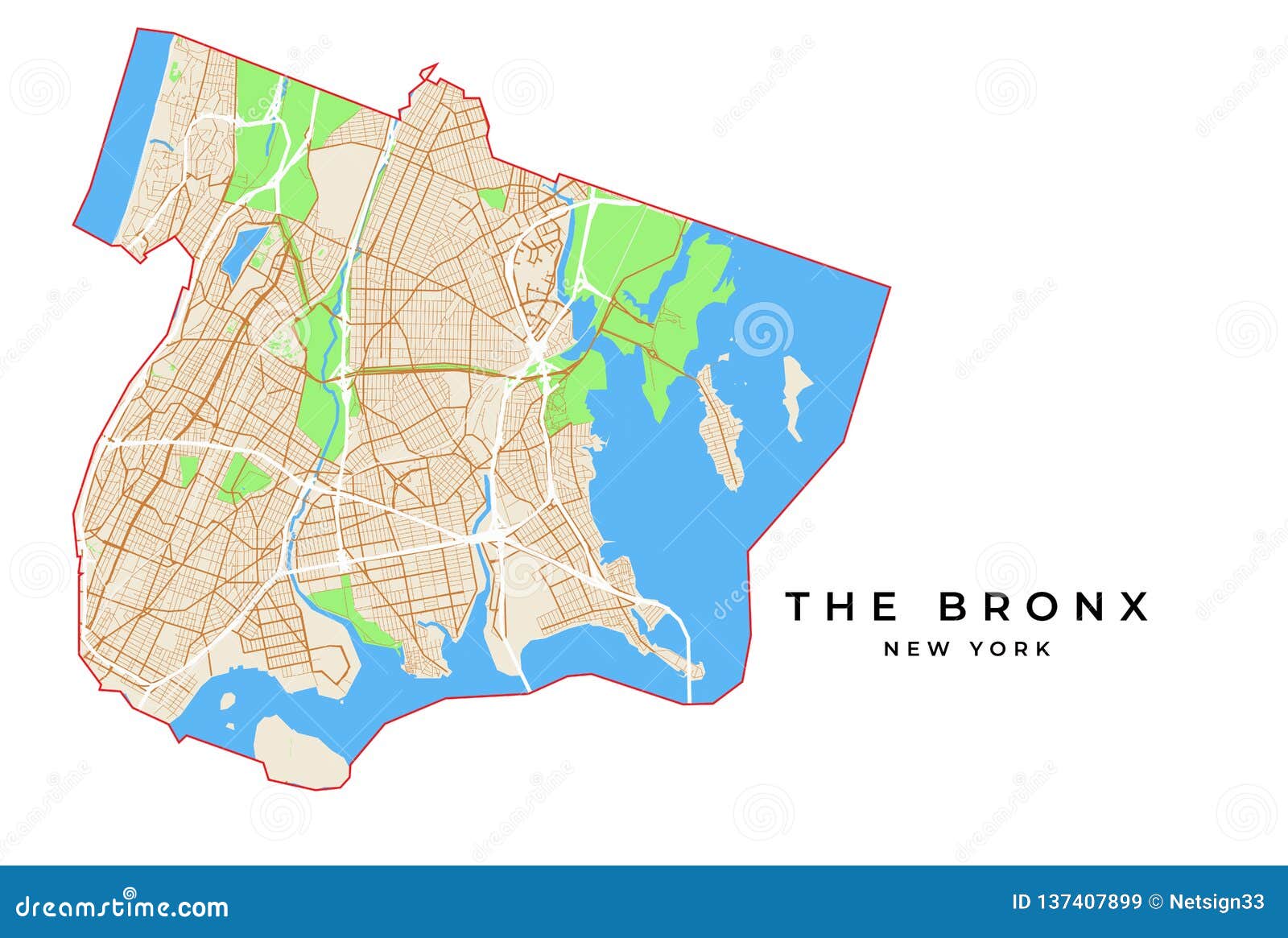 Mapa Del Bronx, Nueva York, Los E.E.U.U. Del Vector Ilustración del ...