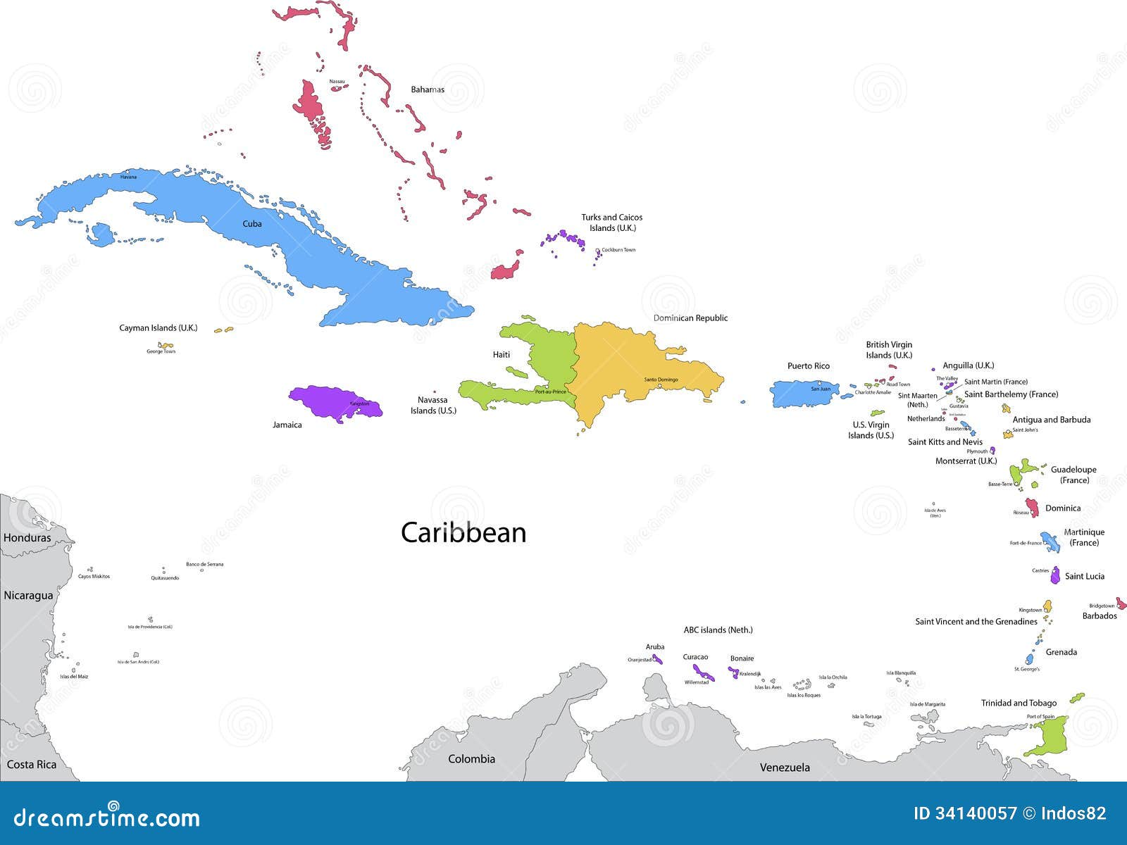Mapa Politico Del Caribe Ilustracion Del Vector Ilustracion De Images