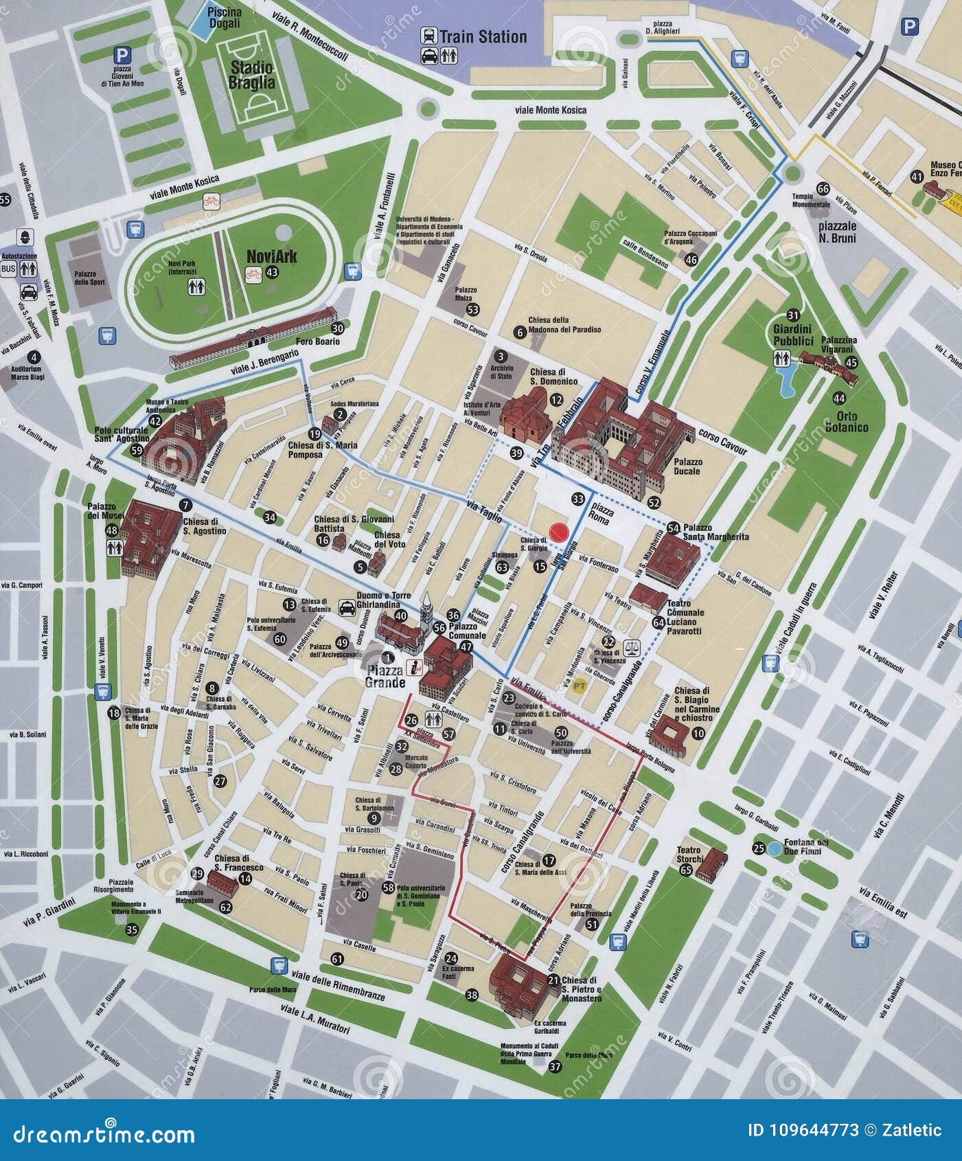 Mapa Del Centro De Ciudad De Módena, Italia Foto de archivo editorial ...