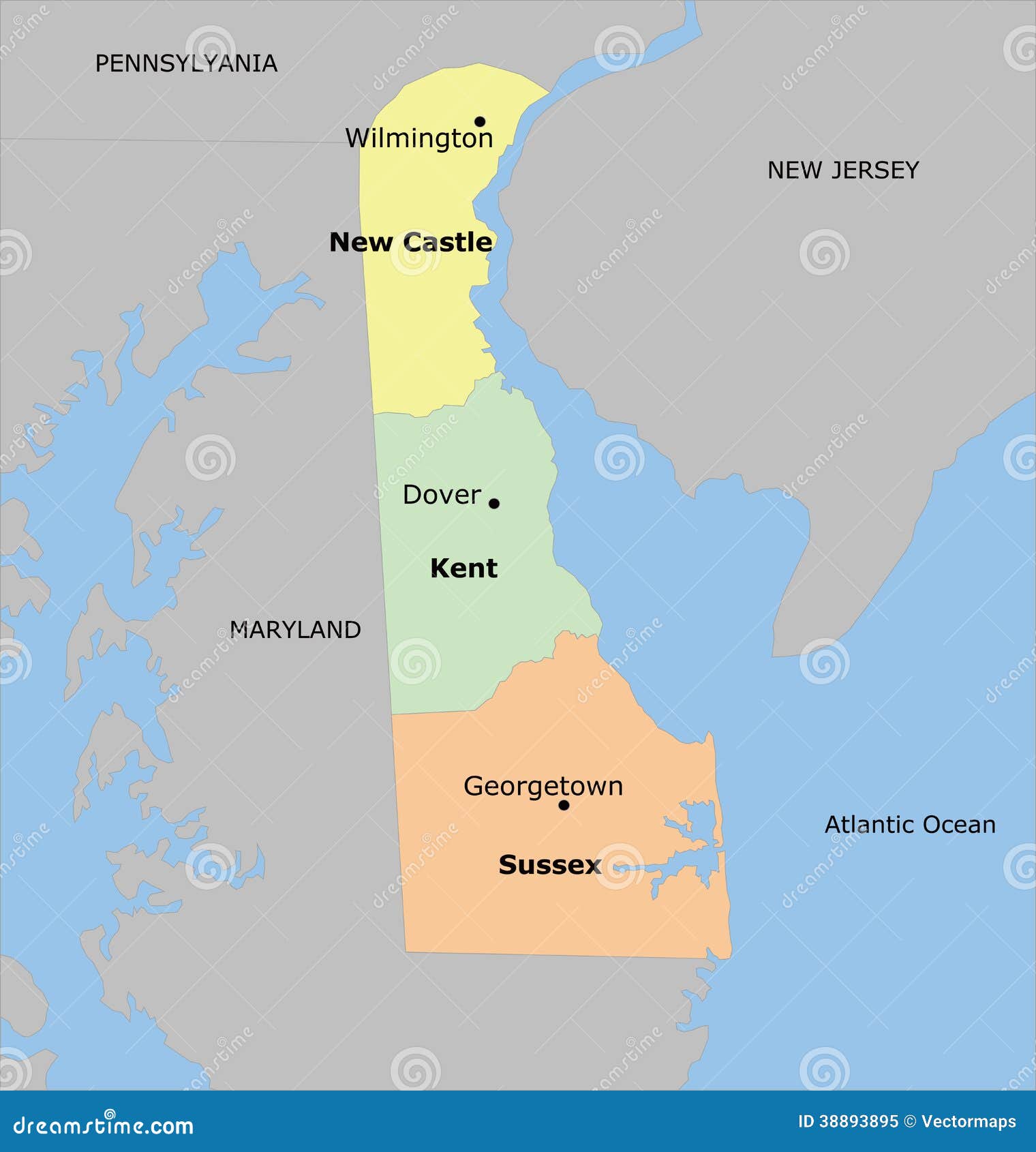 Mapa Del Condado De Delaware Ilustración del Vector - Ilustración de ...