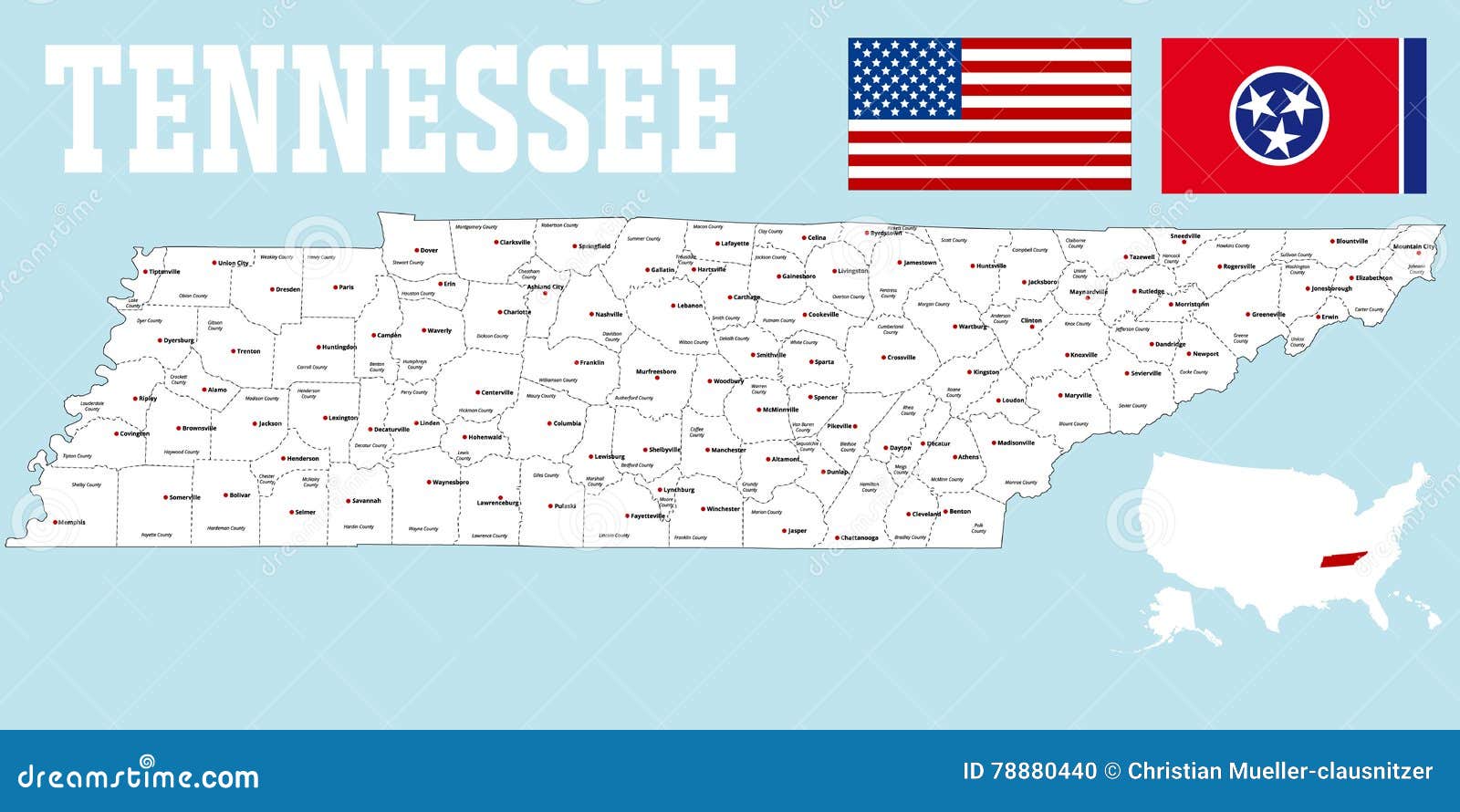 Mapa Del Condado De Tennessee Ilustración del Vector - Ilustración de ...
